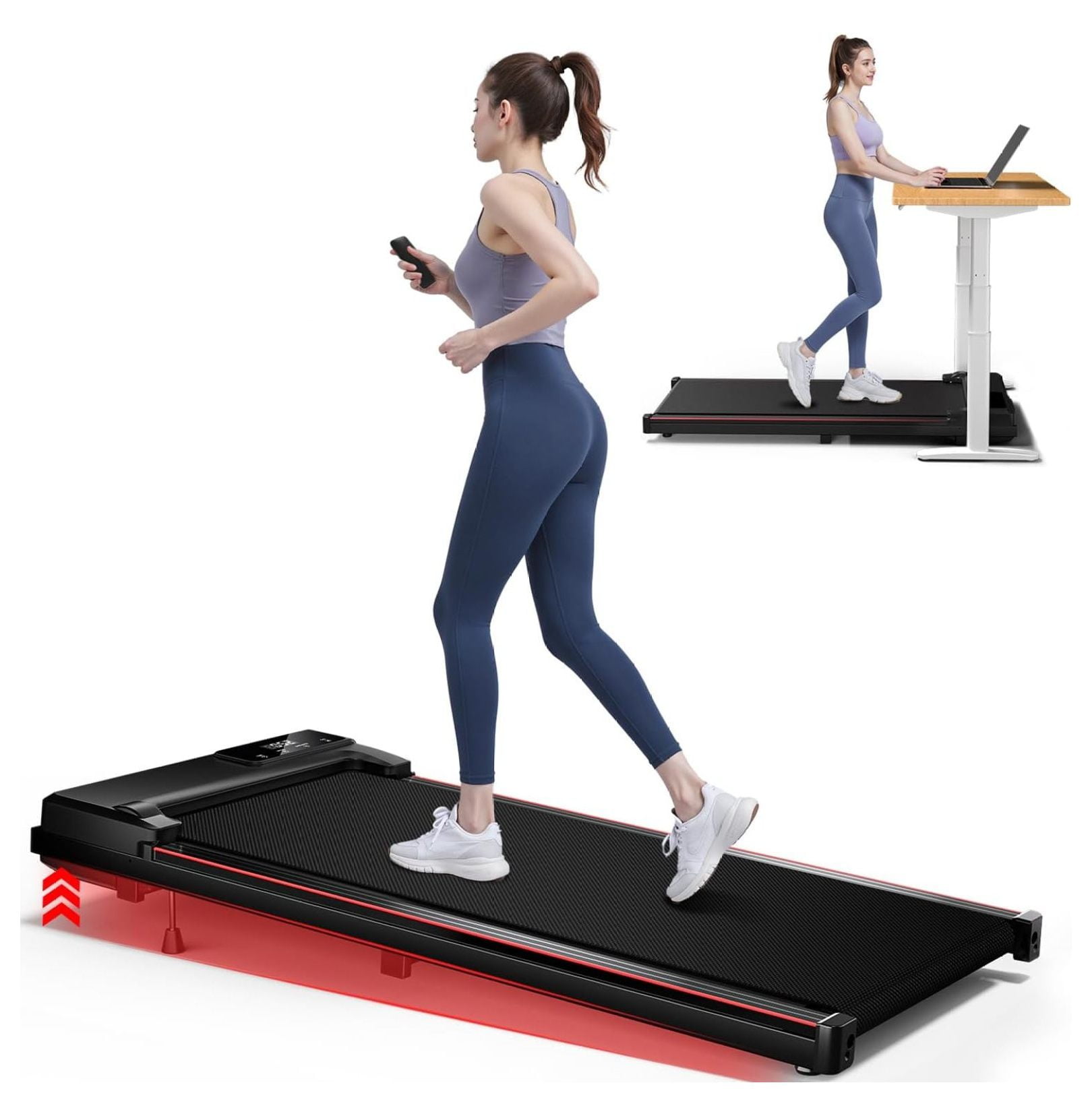 Walking Pad Treadmill with Incline, Under Desk Treadmills for Home Office, 2.5HP Compact ...