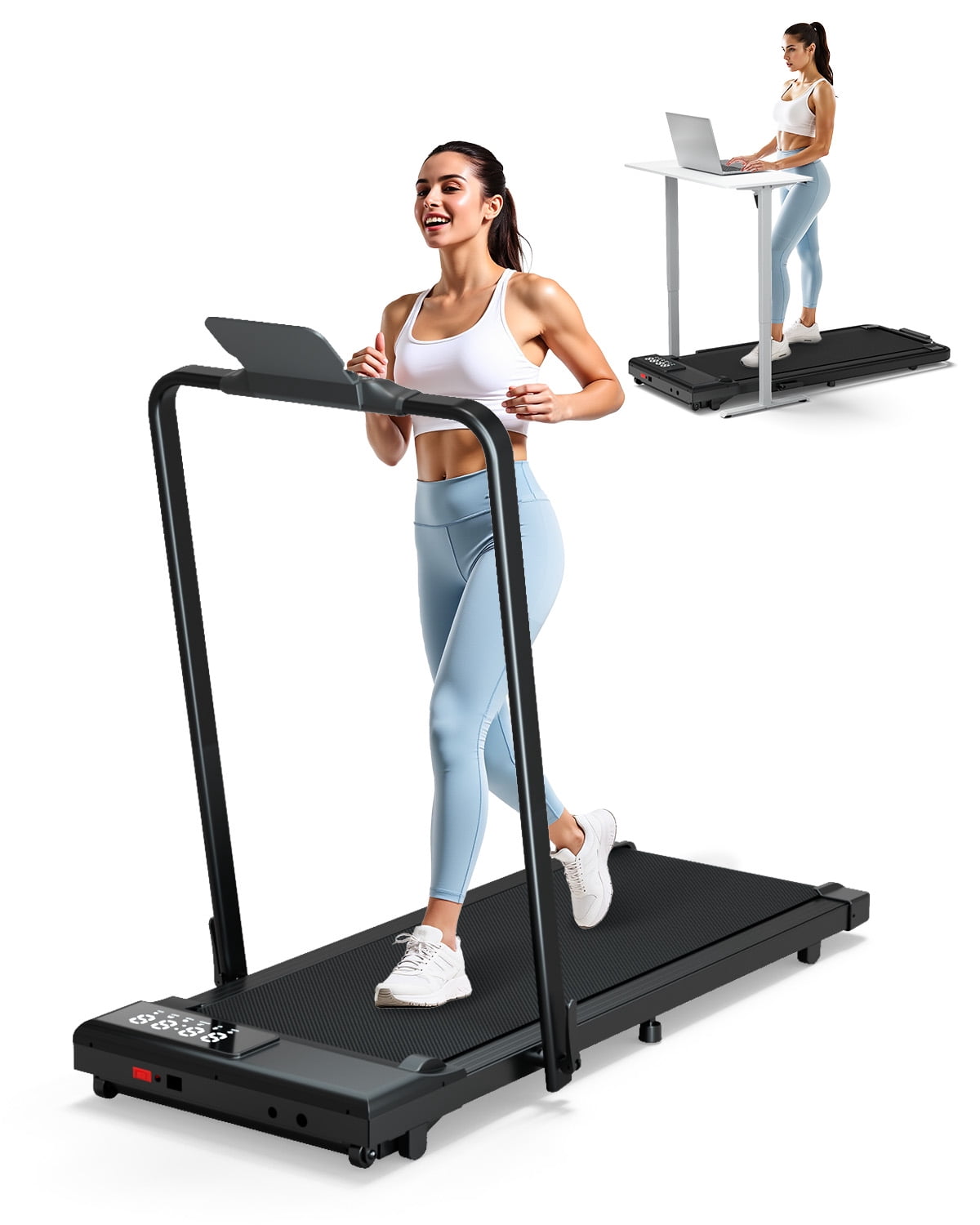 Walking Pad Treadmill with Handle, 3.0 HP Foldable Treadmills 300LBS ...