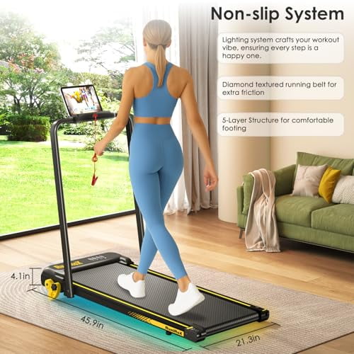 Walking Pad Treadmill with Handle Bar, 3 in 1 Portable with Incline and ...