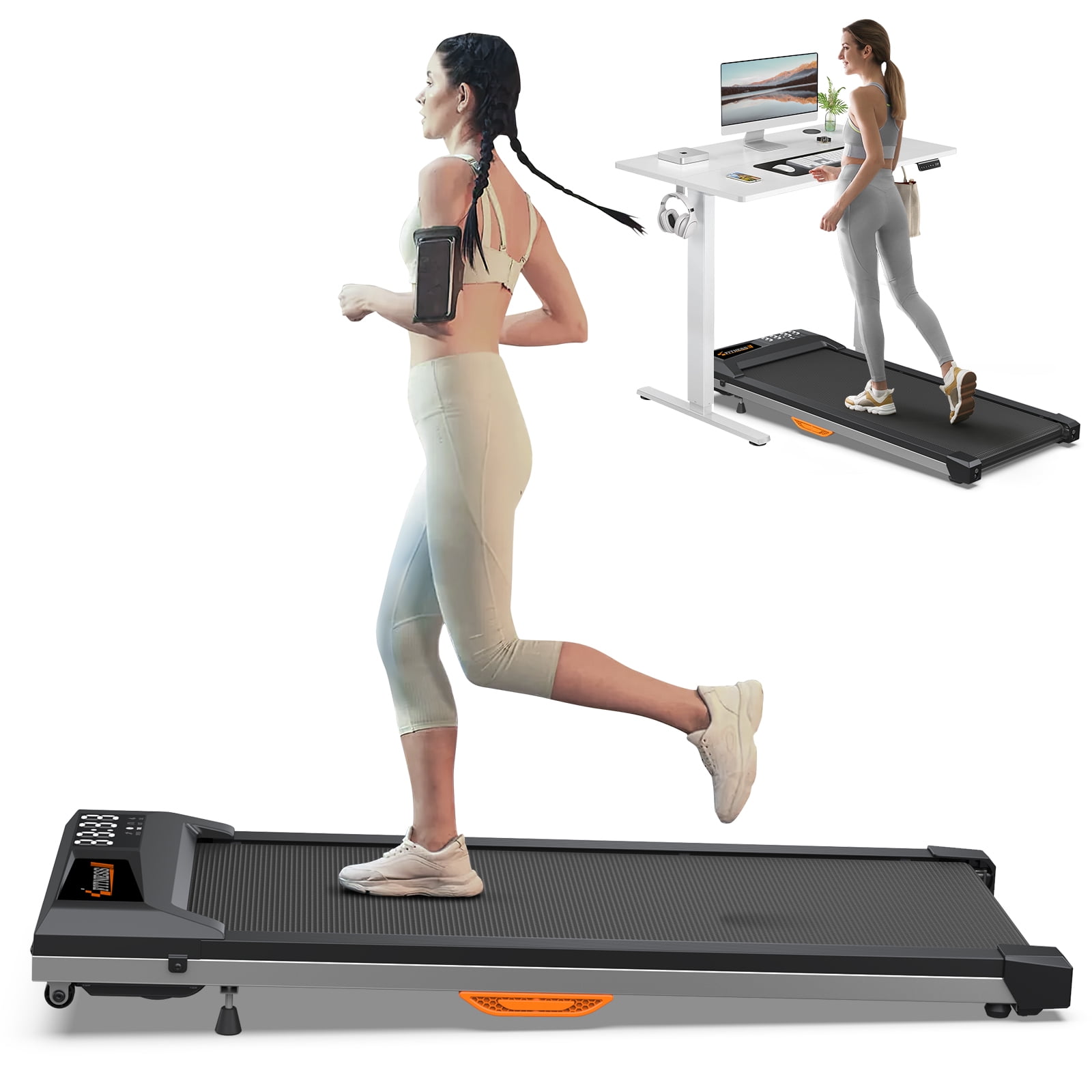 Walking Pad Treadmill with Incline 2.5HP, Ultra-Quiet Walking Jogging ...