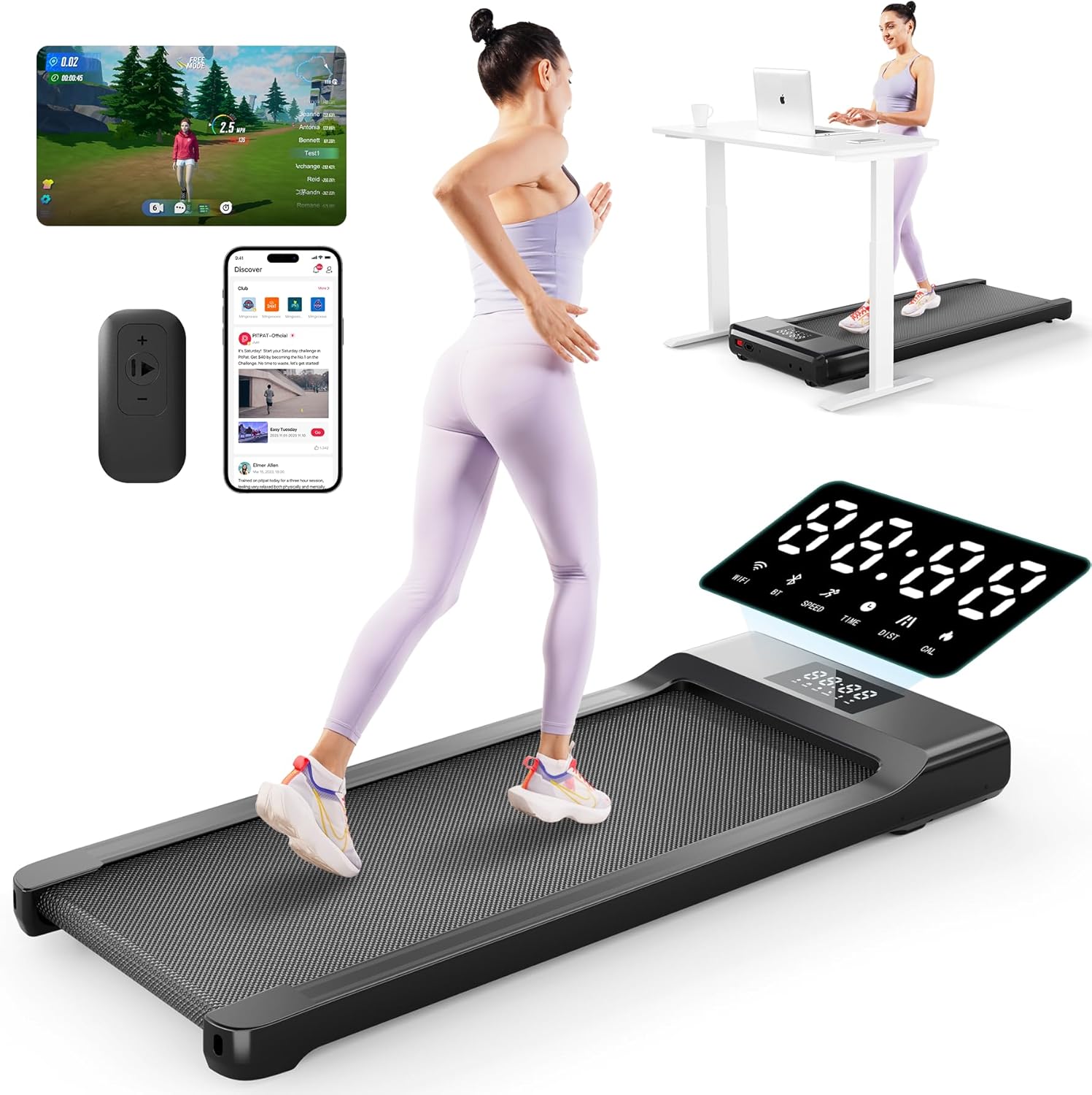 Walking Pad Treadmill with Remote Control Portable 2 in 1 Under Desk ...
