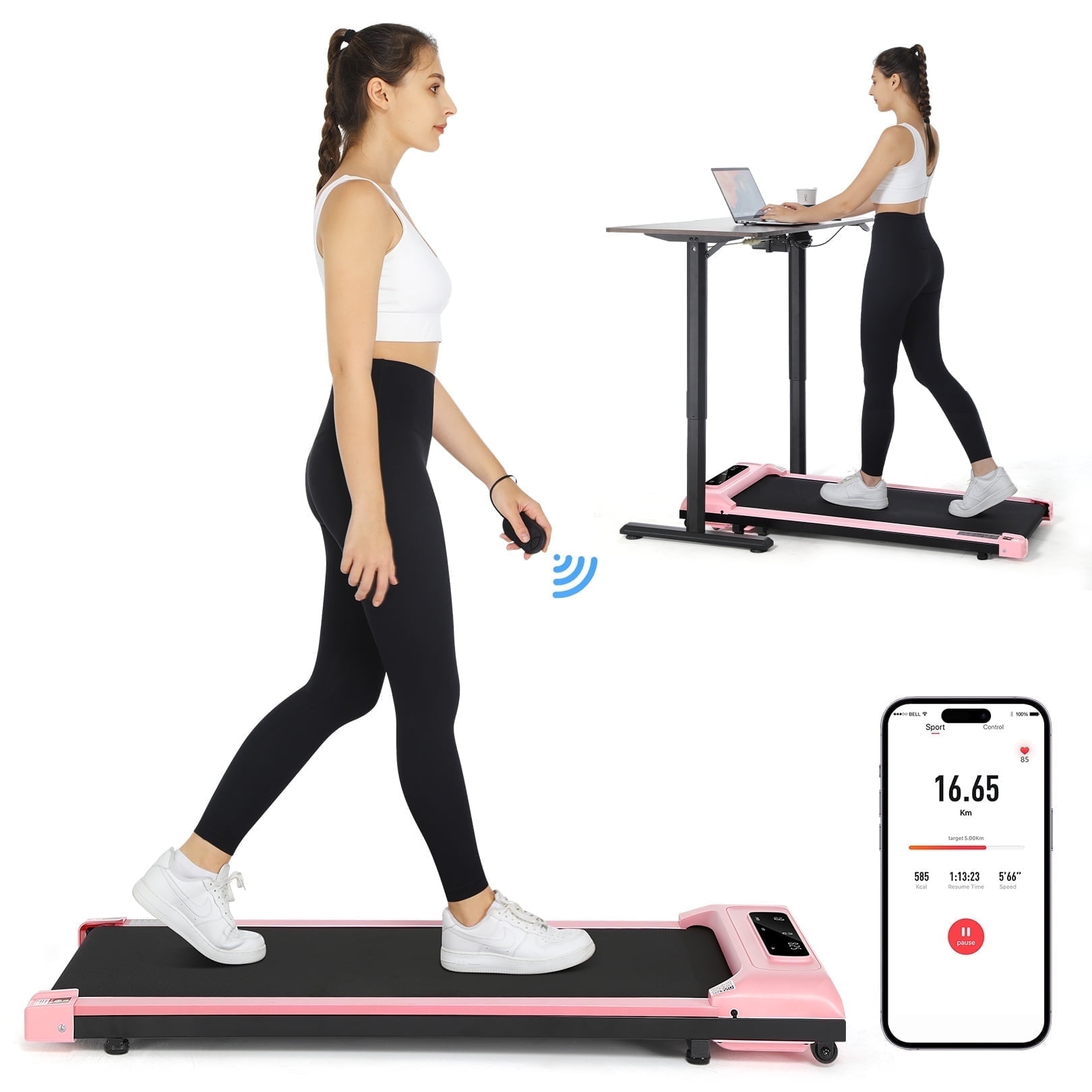 Walking Pad Treadmill with Remote Control,Under Desk Treadmill for Home ...