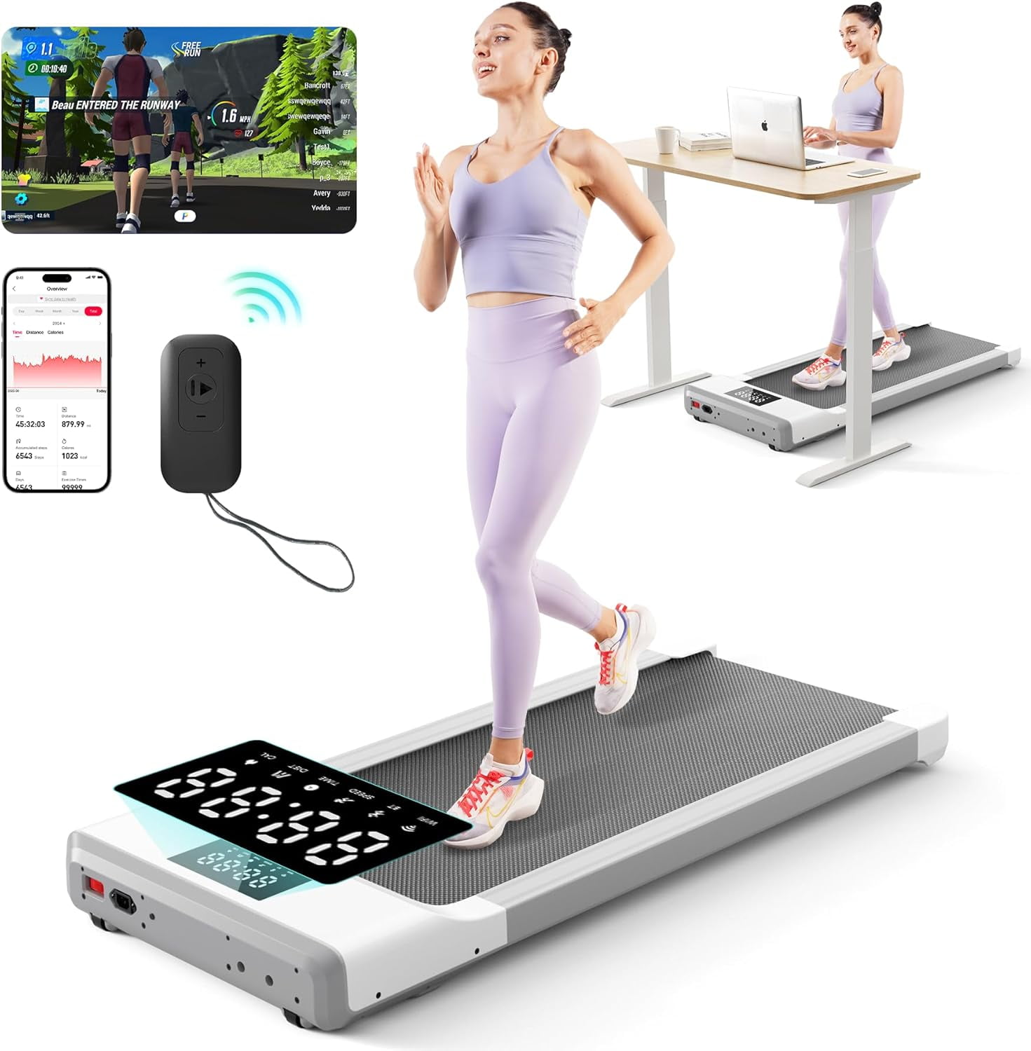 Walking Pad Treadmills for Home Office, Under Desk Walk Mat with APP ...