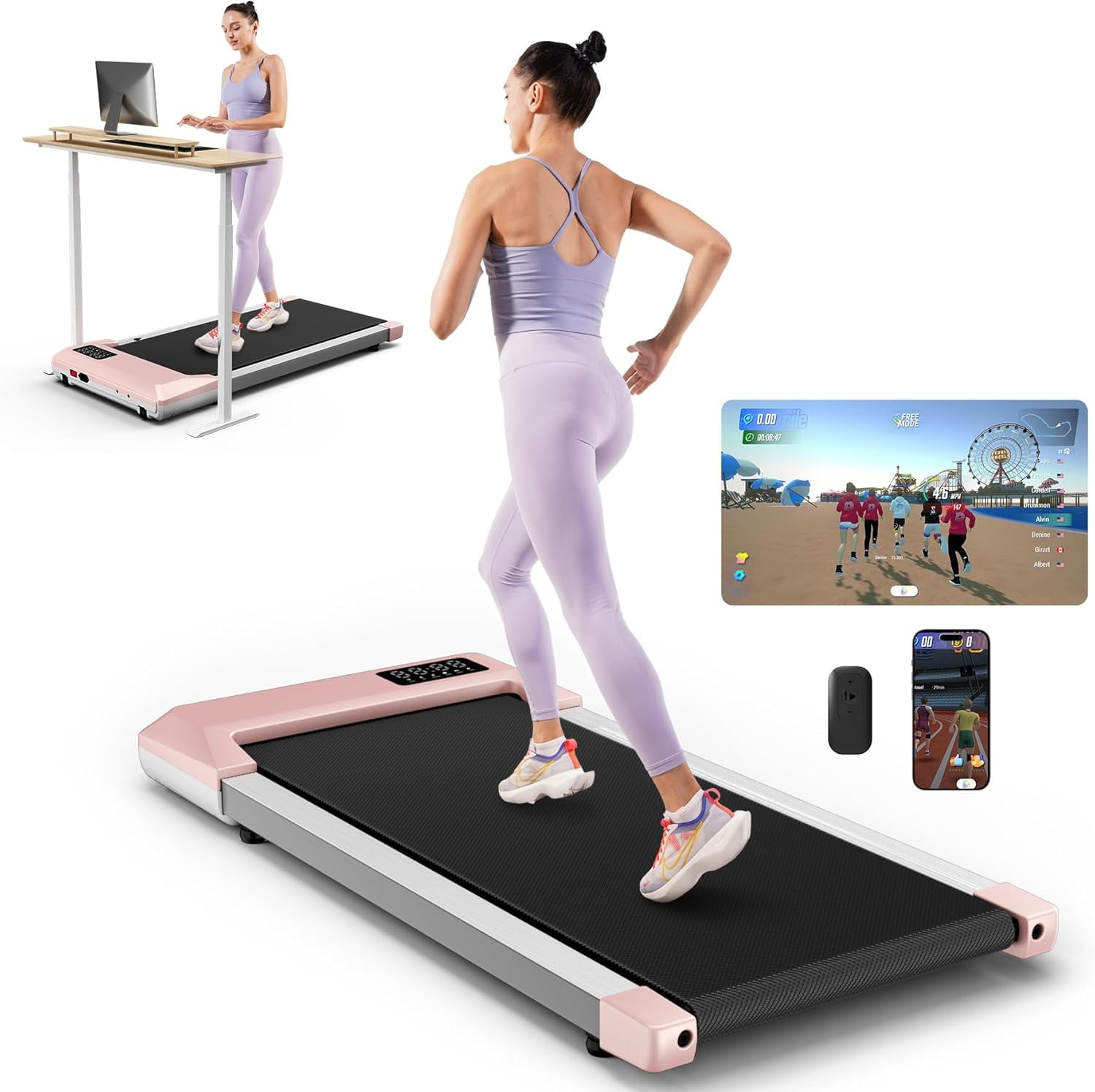 Walking Pad Treadmills for Home Office, Under Desk Walk Mat with APP ...
