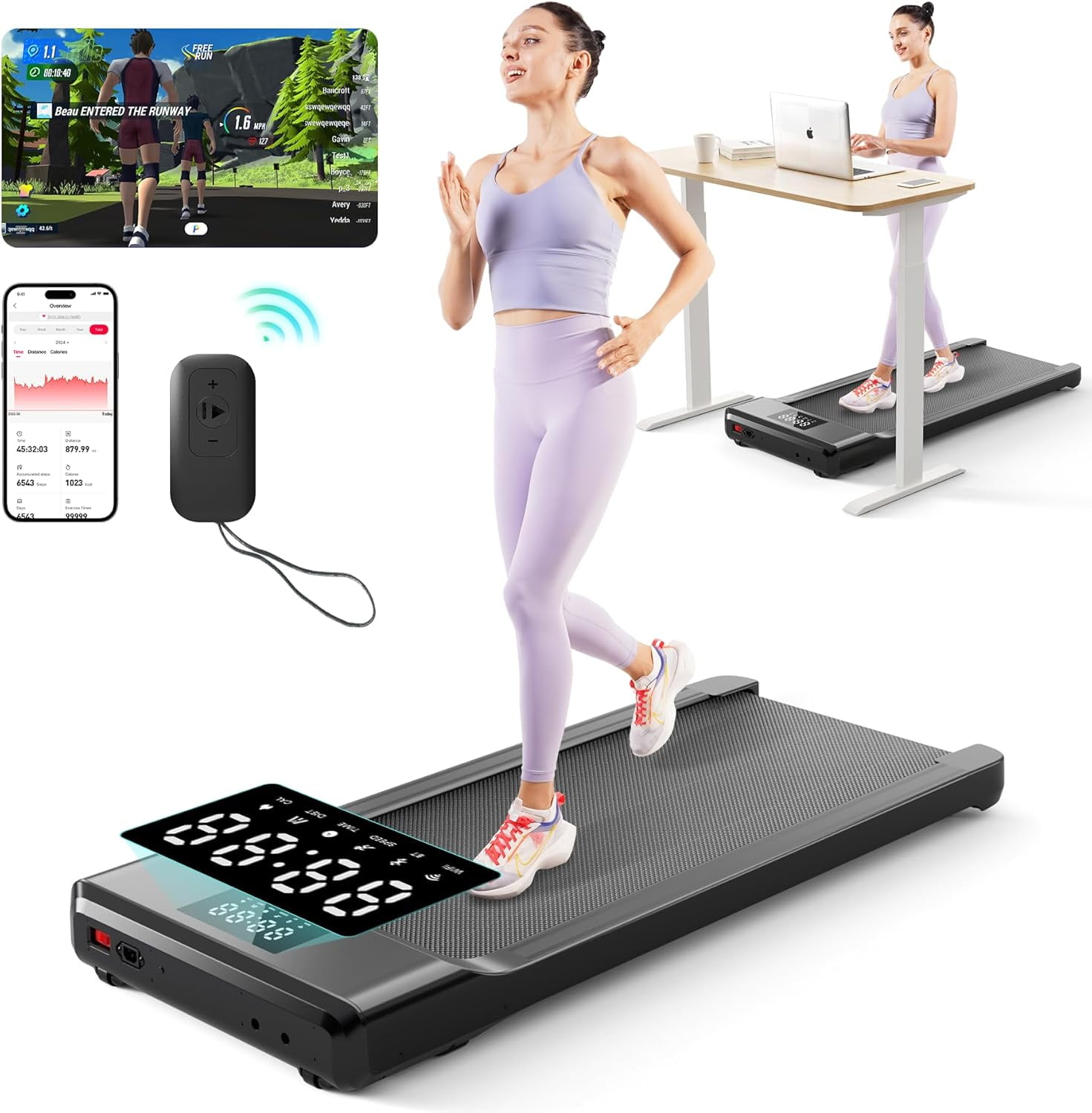 Walking Pad Treadmills for Home Office, Under Desk Walk Mat with APP ...