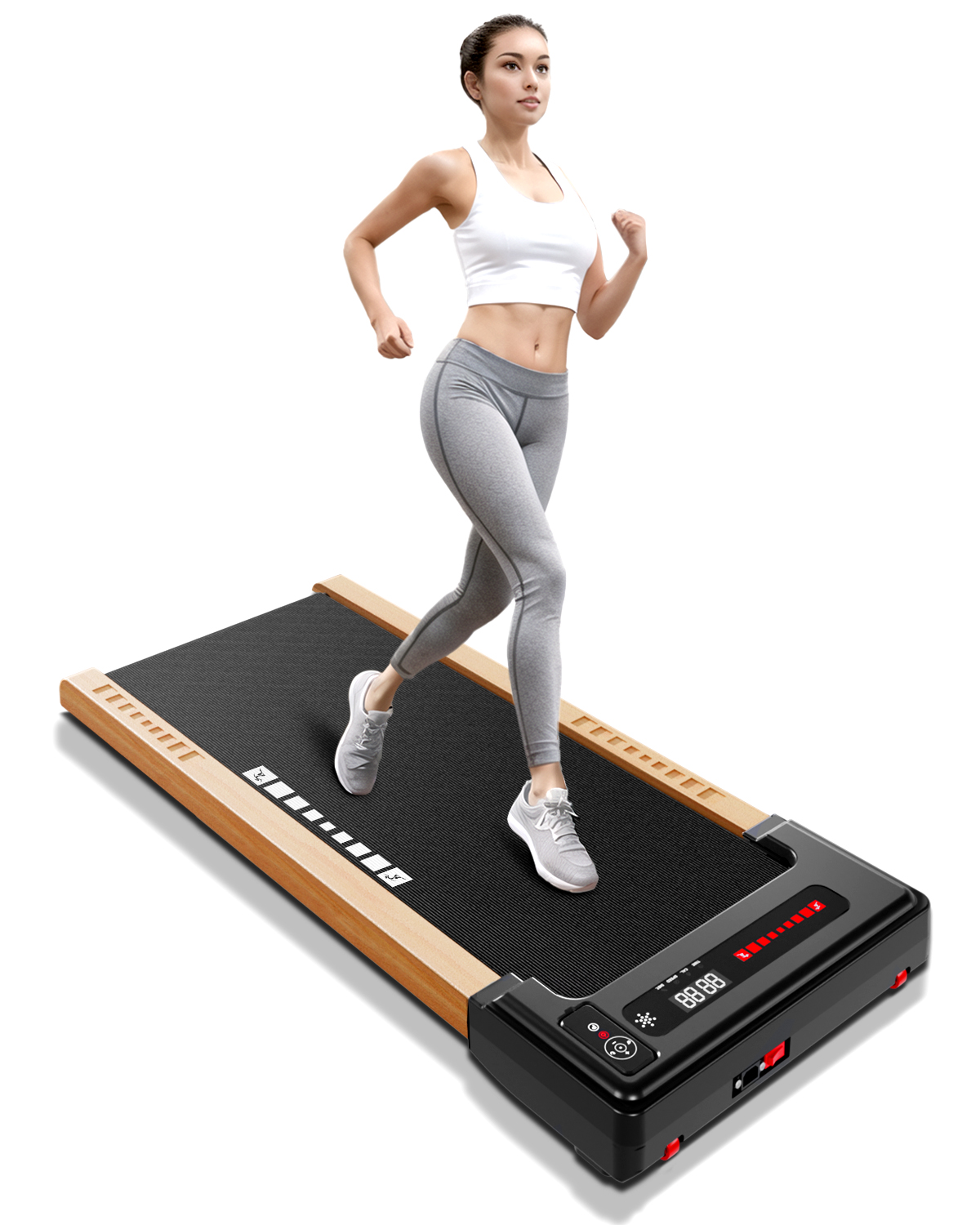 Walking Pad Treadmills, Wooden Under Desk Treadmill for Home, Portable ...