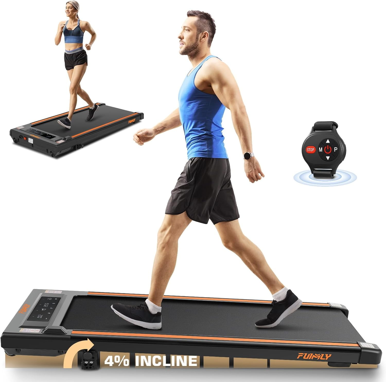 Walking Pad Under Desk Treadmill 2.5HP Folding Treadmill with Incline ...