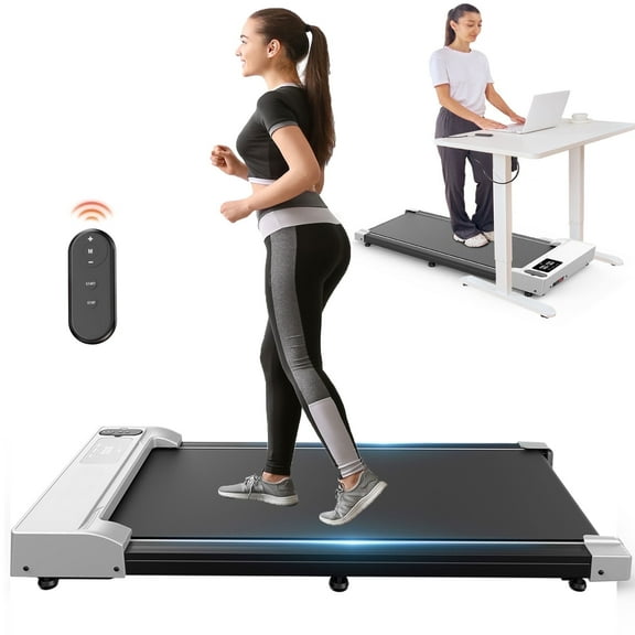 Demifill 2.5HP Under Desk Walking Pad Treadmill - Brown, Wood Design ...