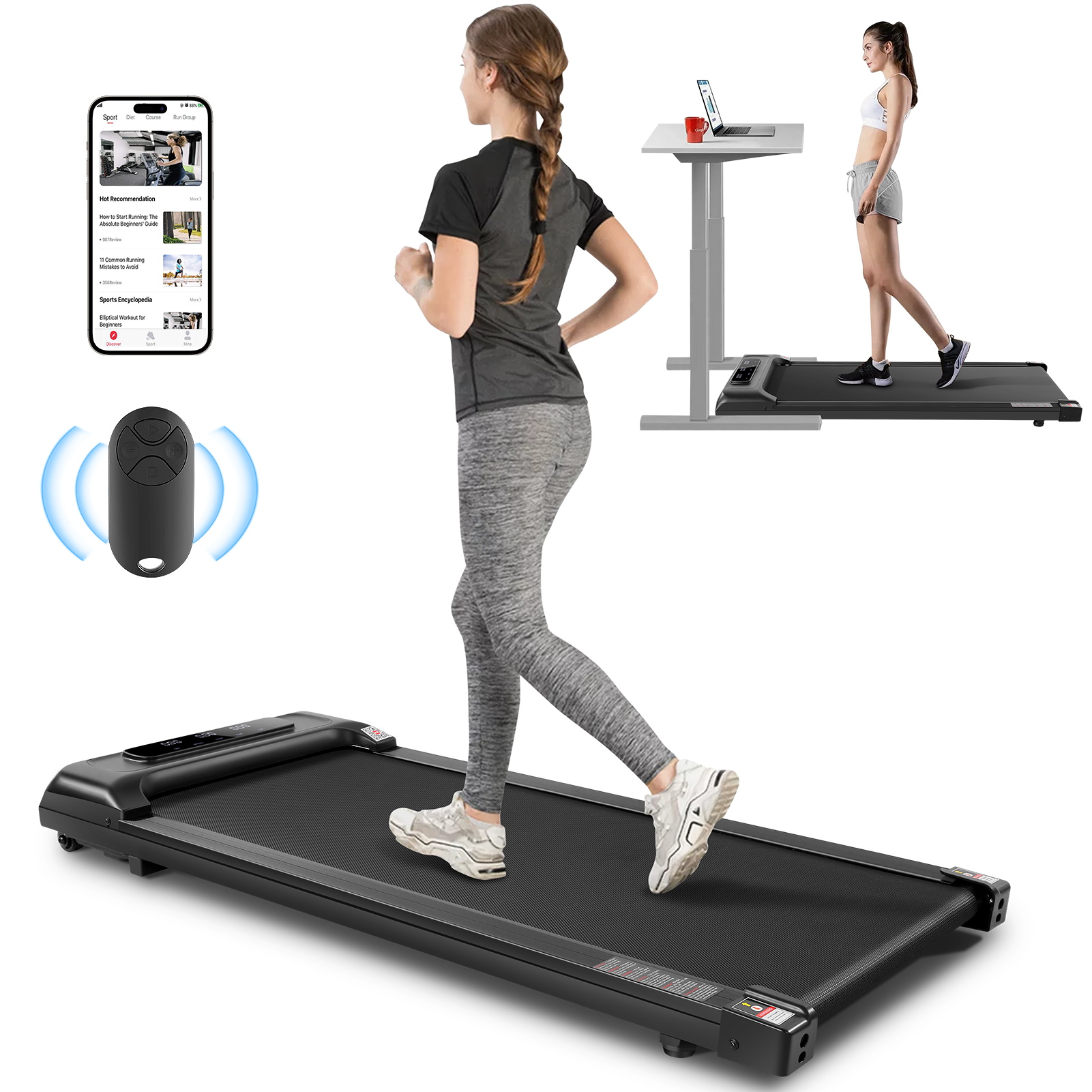 2.5HP Under Desk Electric Treadmill, MINI Waking Jogging Machine ...