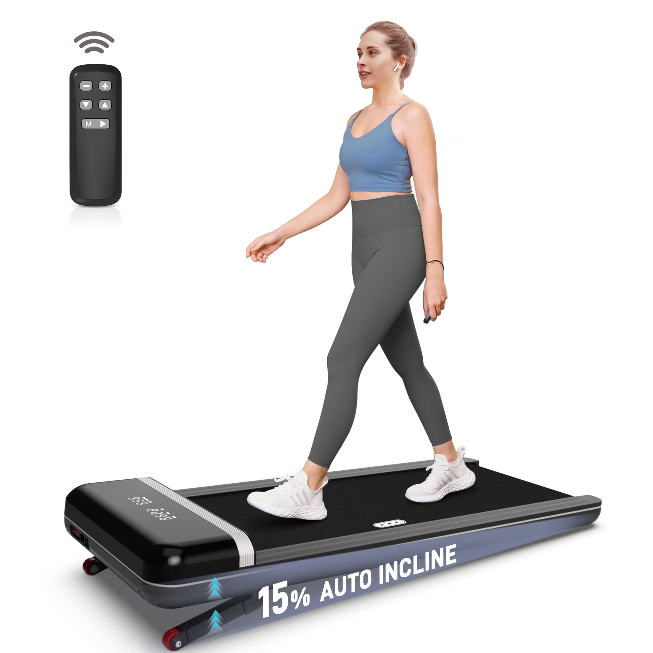 Walking Pad with Auto Incline, 15% Incline Under Desk Treadmill for ...