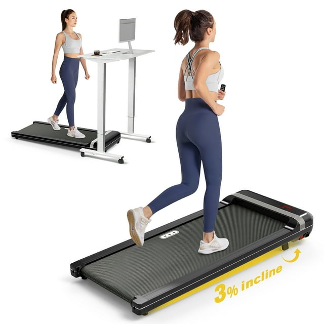 Walking Pad with Incline Under Desk Treadmill - 1 Step Adjust Incline ...