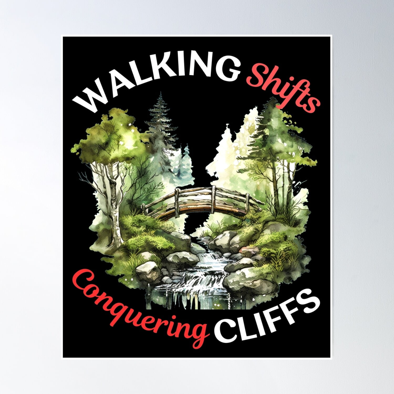 Walking Shifts, Conquering Cliffs Poster Wall Art, Modern Wall Decor ...