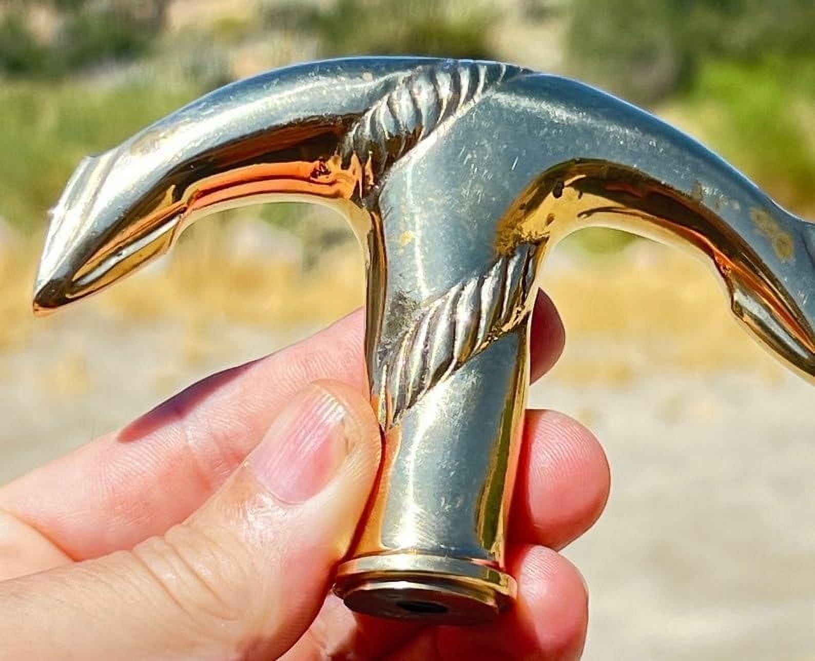 Walking Stick Brass Handle in Brass Finish Handmade Walking Cane Handle ...