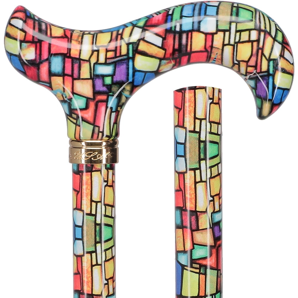 Royal Canes Adjustable Designer Derby Walking Cane, Mosaic Stained ...