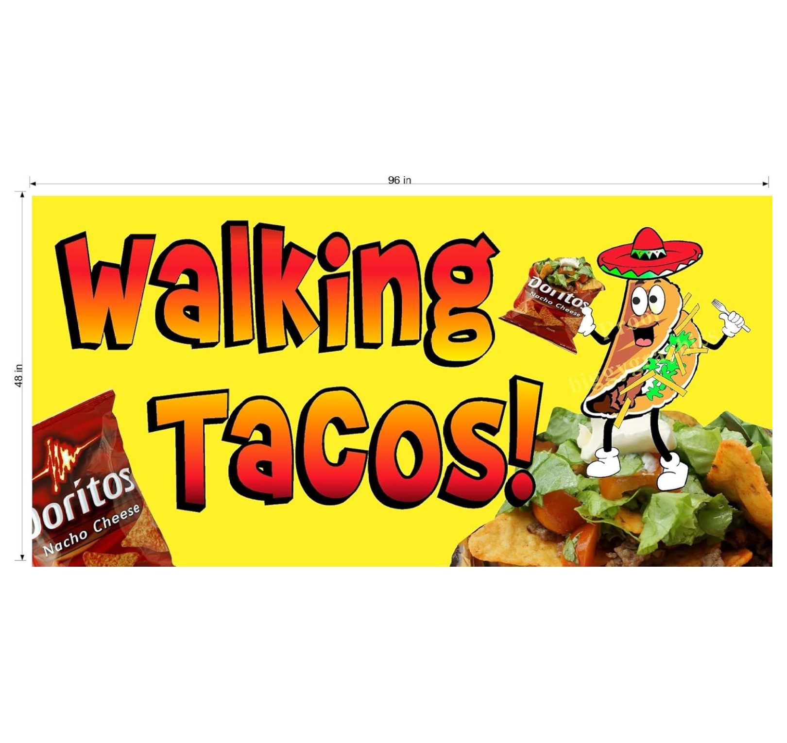 Walking Tacos Taco in A Bag Horizontal Carnival FAIR Party Banner ...