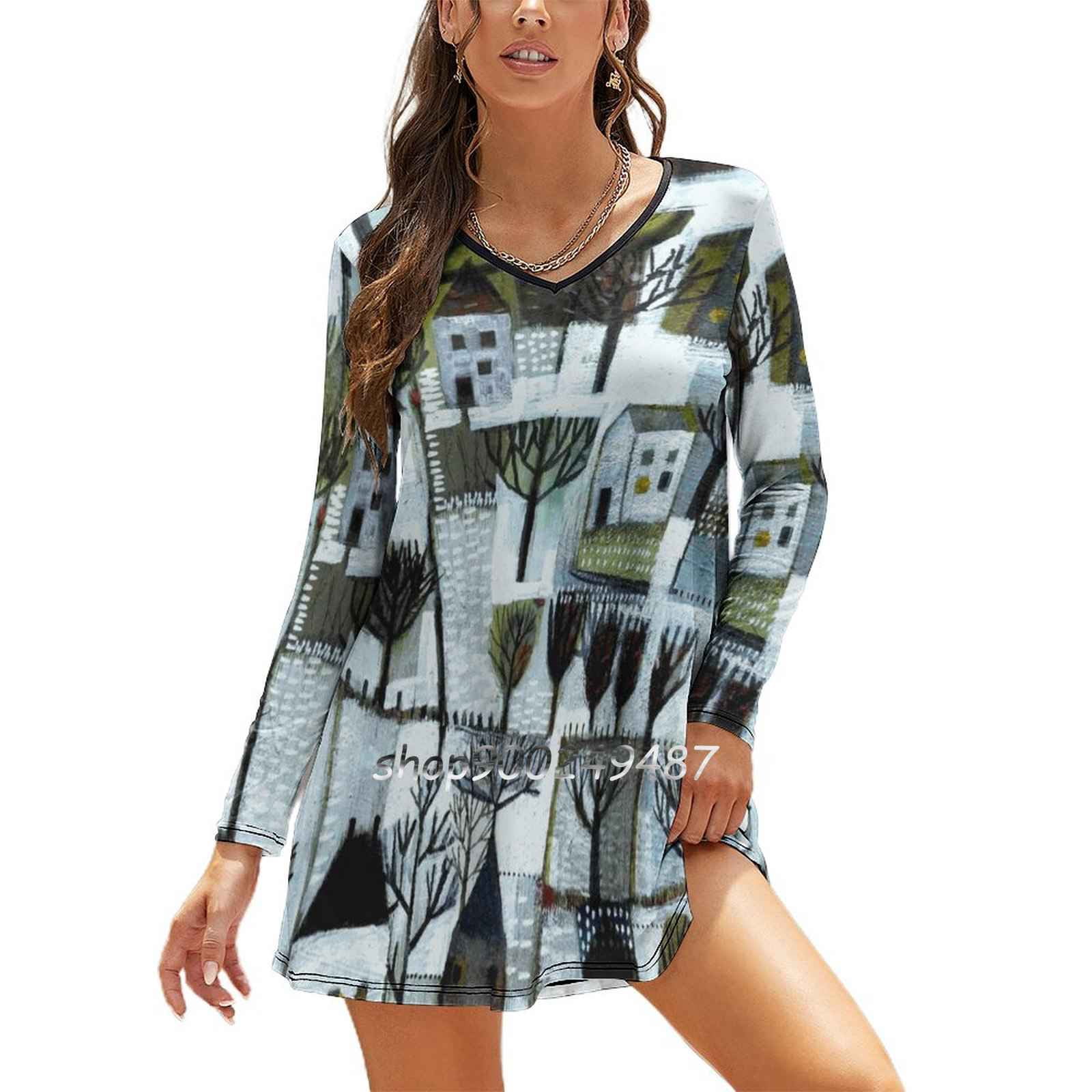 Walking To You. A Winter Scene. Square Neck Dress Cute Loose Print ...
