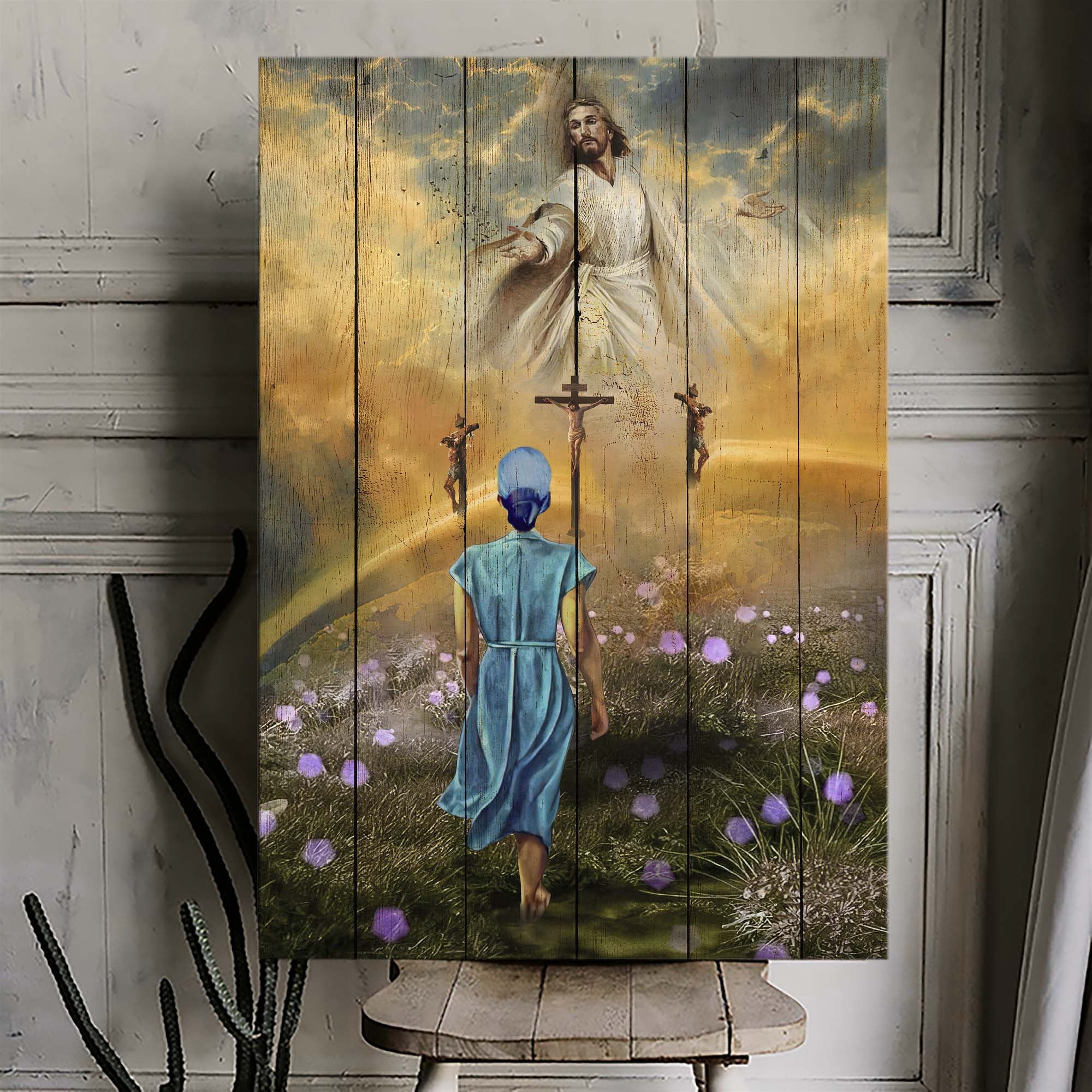 Walking Toward Jesus Canvas Wall Art – Spiritual Journey to the Cross ...