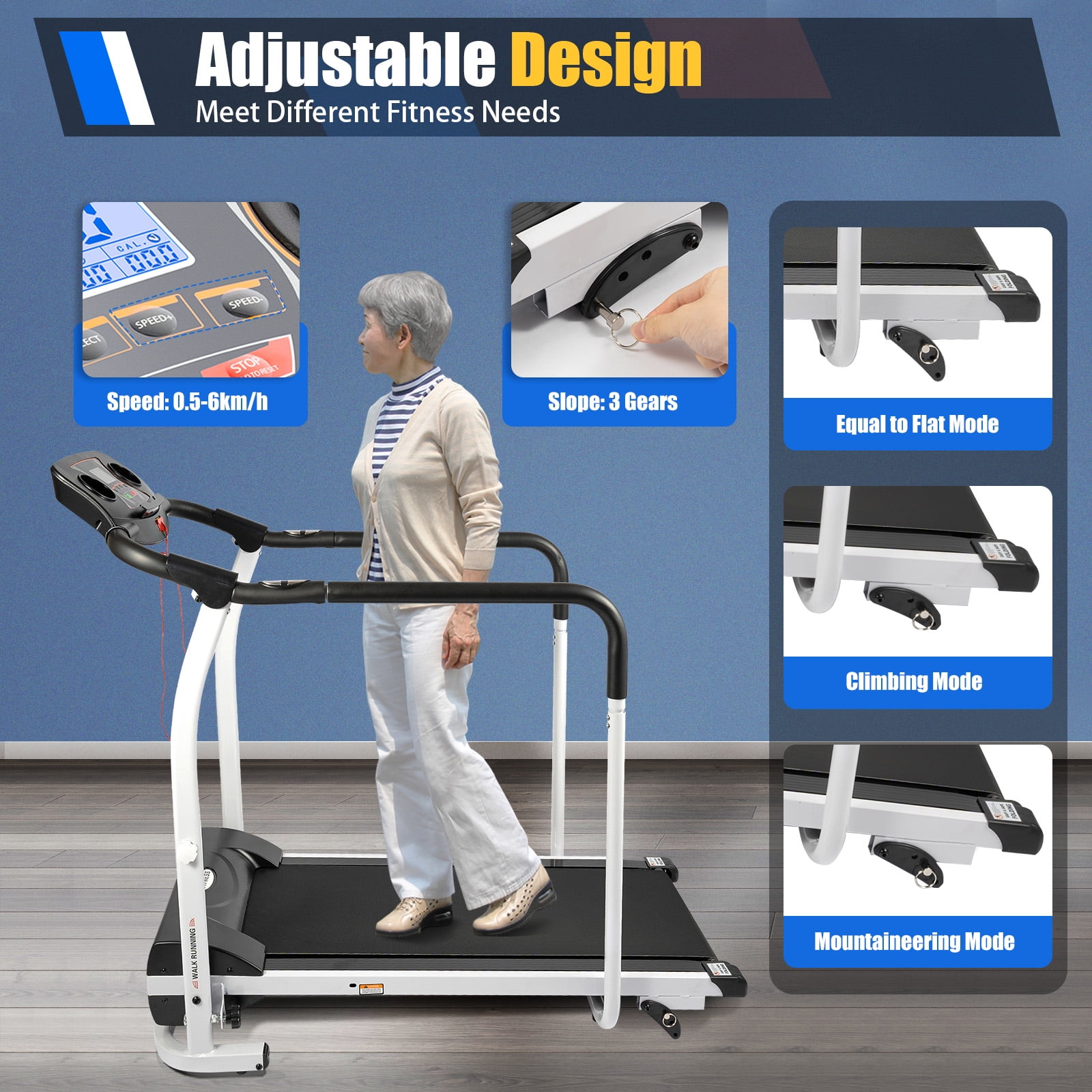 ChicHomey Foldable Treadmill,Multifunctional Folding Senior Fitness ...