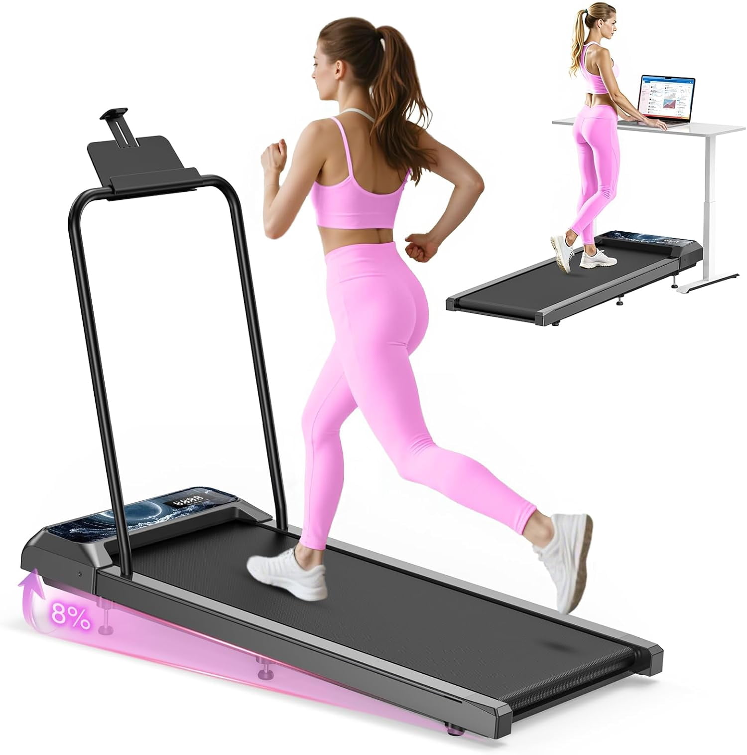 Walking Treadmill Pad with Incline - Portable Under Desk Treadmill ...