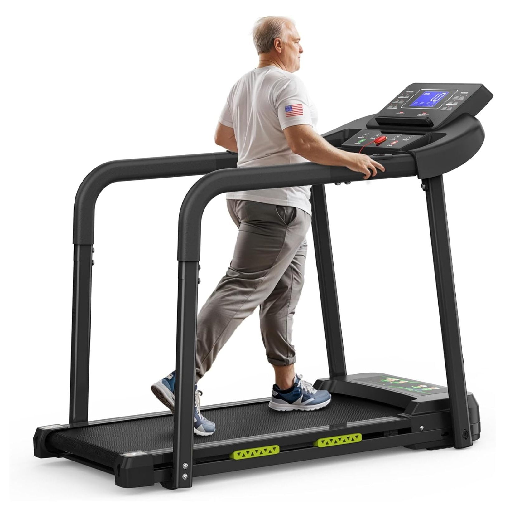 Walking Treadmill for Seniors with Extended Handrails & Deck, Composite ...