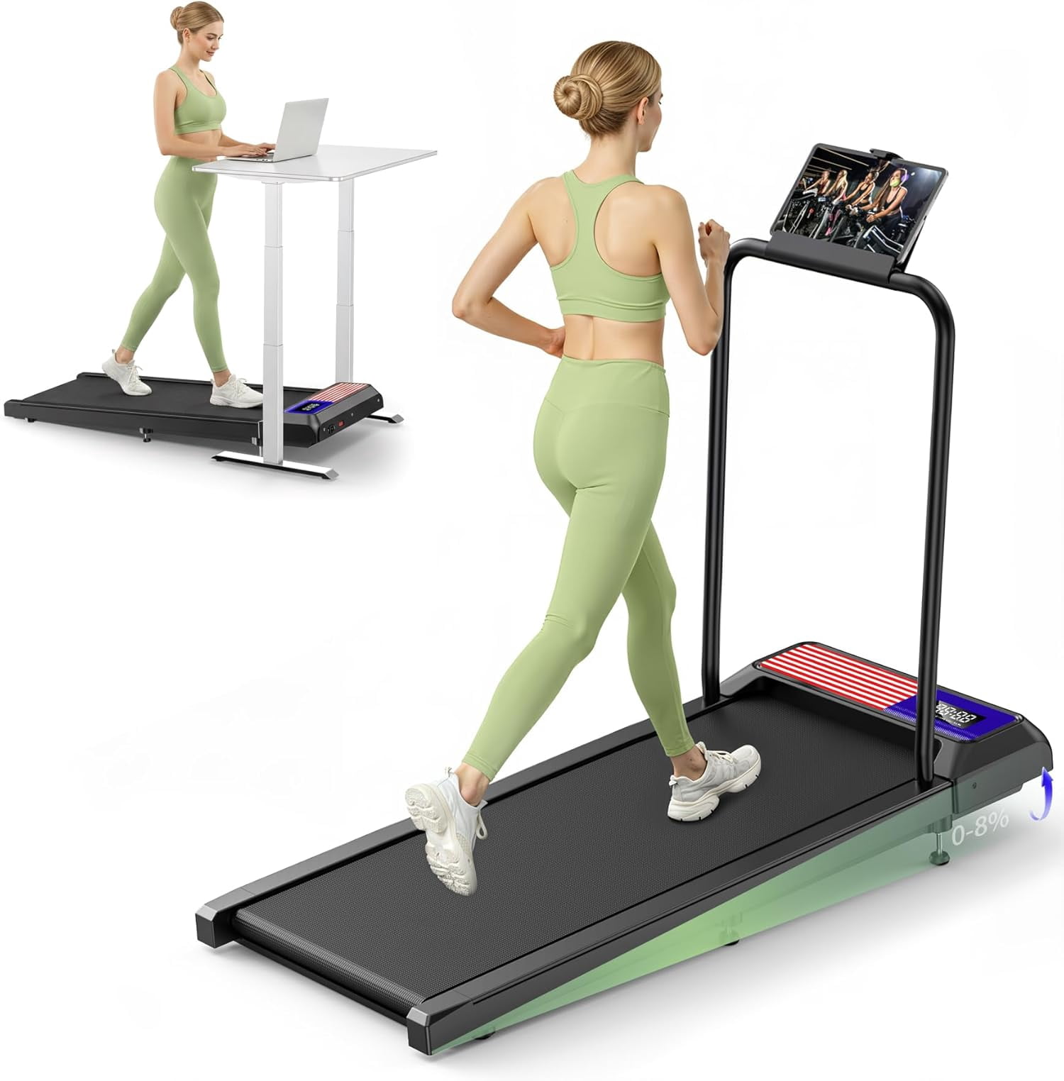 Walking Treadmills Pad,Under Desk Treadmills with Removable Handle,8% ...
