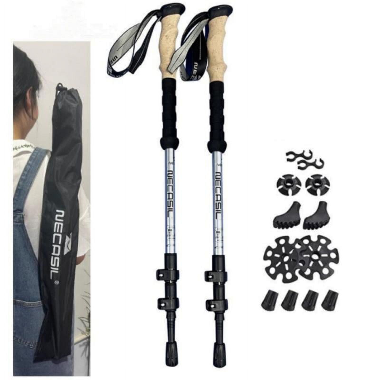 Walking Trekking Poles 2pcs Carbon Fiber Collapsible Telescopic Sticks ...