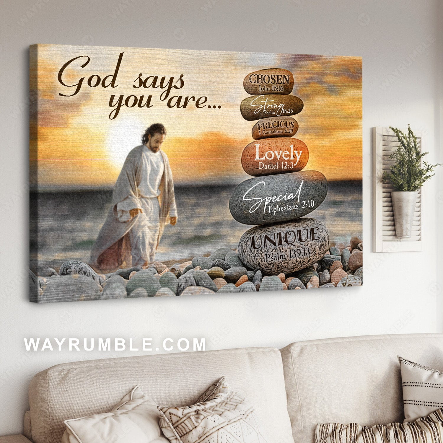 Walking With Jesus, Stone Painting, Pretty Sunset, God Says You Are ...