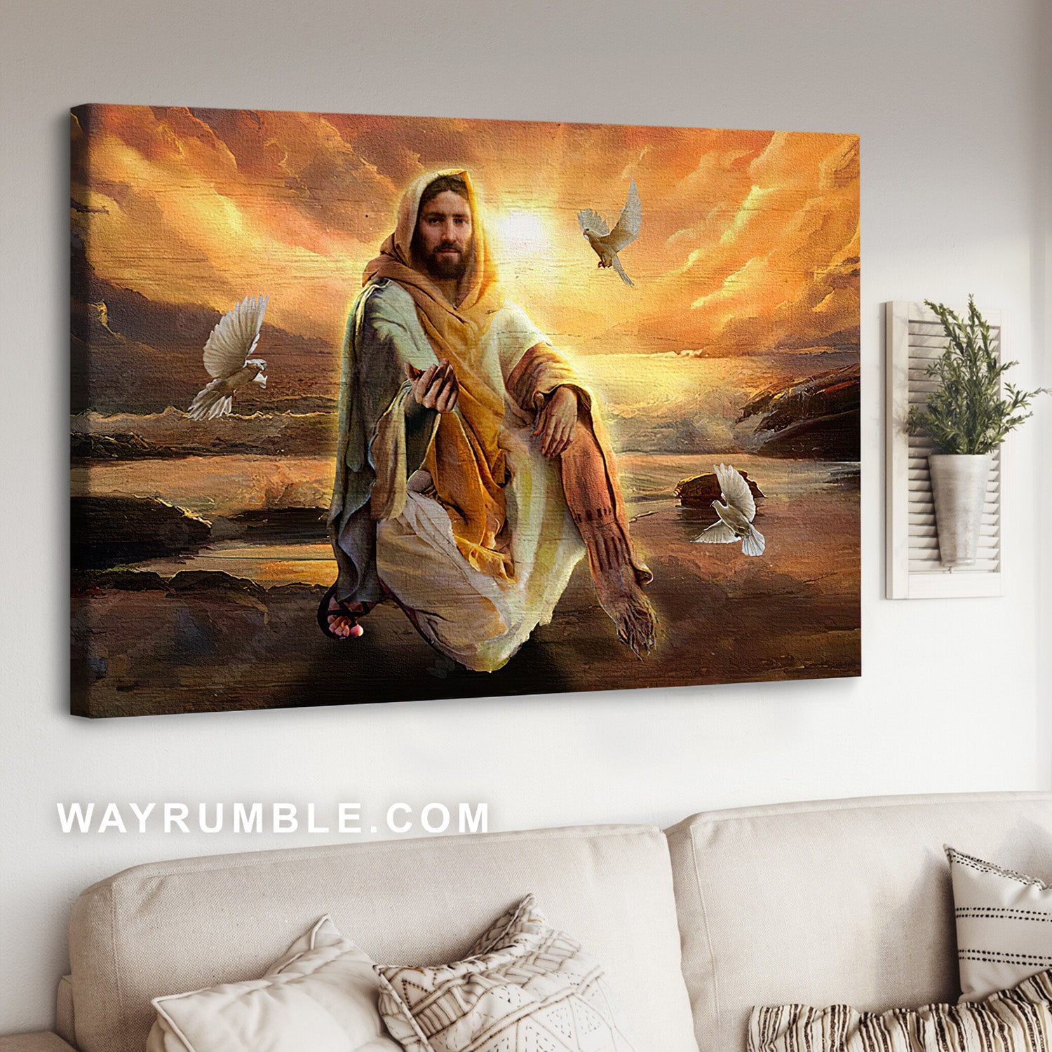 Walking With Jesus, White Dove, Beautiful Sunset - Jesus Landscape ...