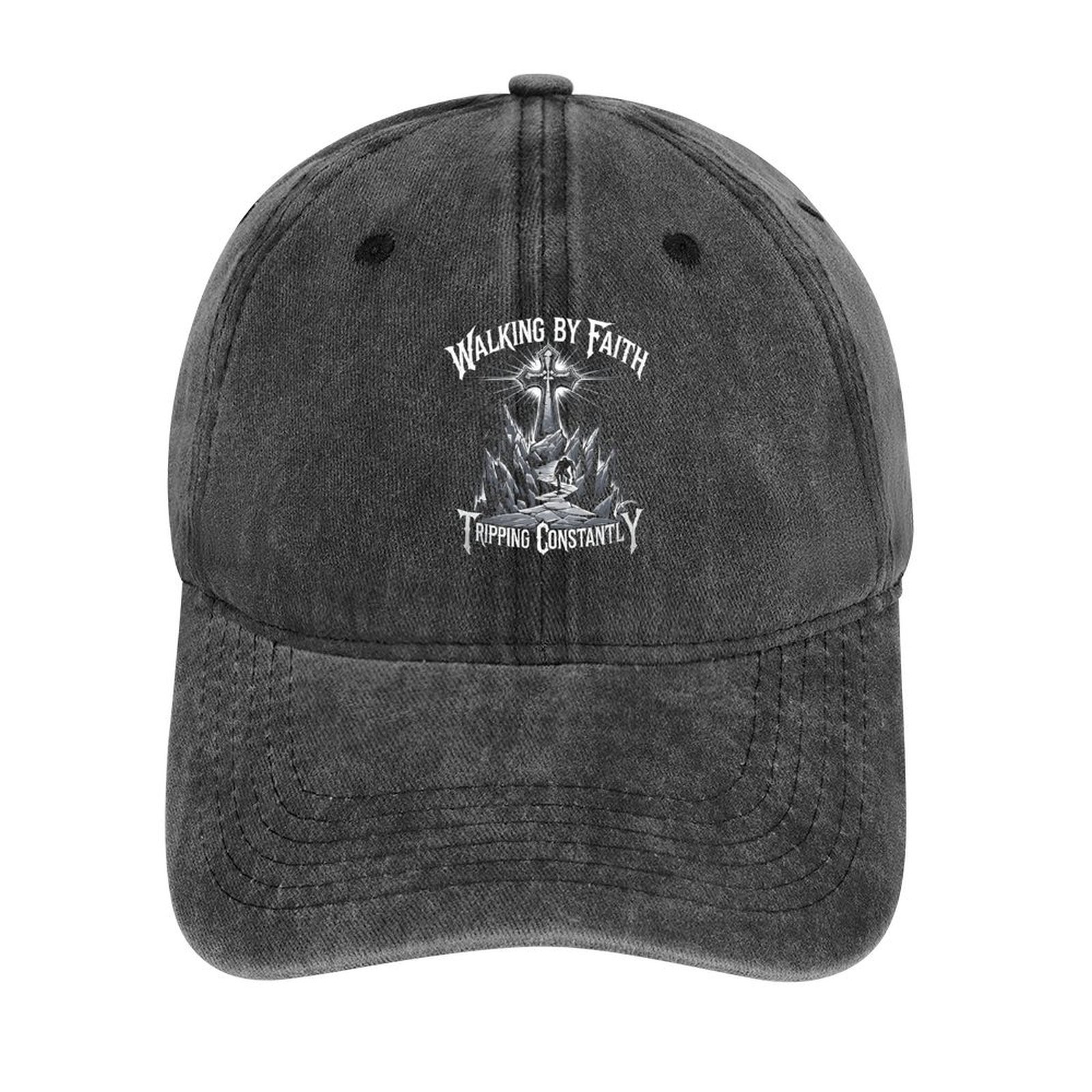 Walking by Faith Tripping Constantly Playful Classic Baseball Cap ...