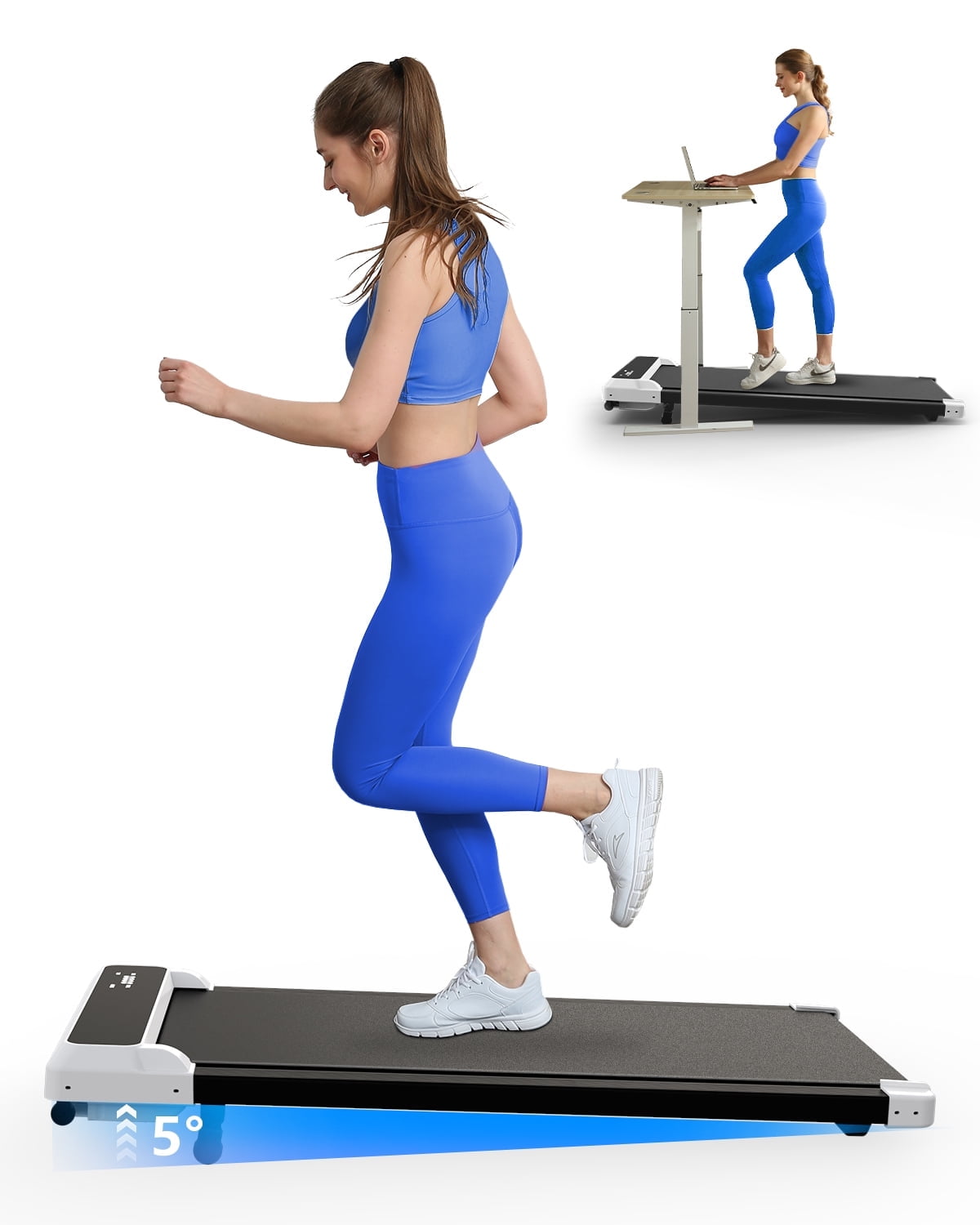 JURITS 2 in 1 Walking and Jogging Treadmill, Under Desk with Remote ...