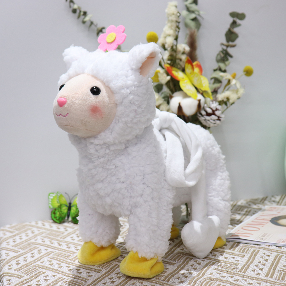Walking unicorn ins can sing leash shaking hip electric plush toy doll ...