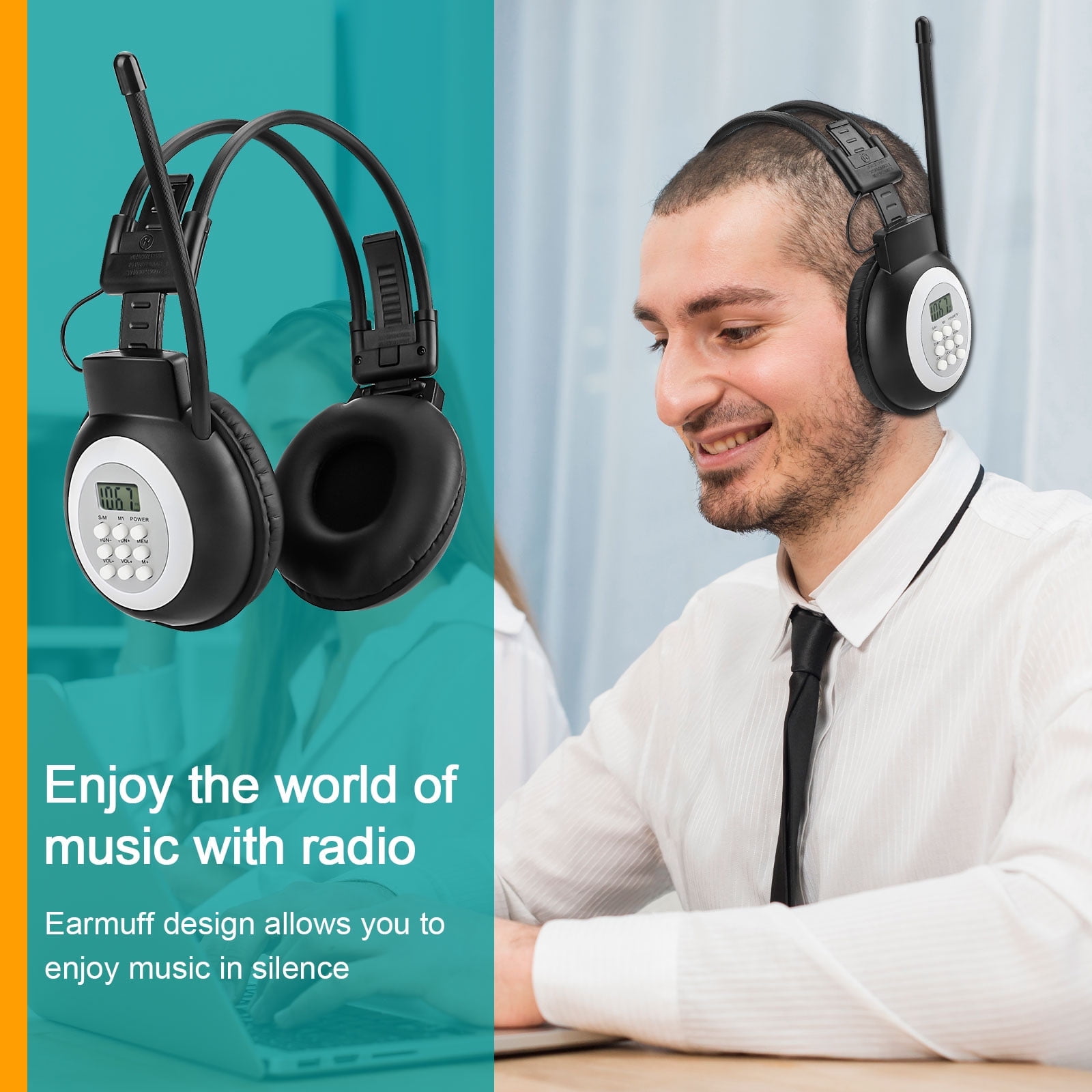 Walkman Headphone Radio, FM Stereo Headset Radio Receiver, Wireless FM ...