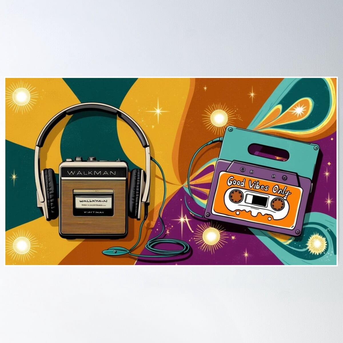 Walkman Retro 5 Poster Wall Art, Modern Wall Decor For Living Room ...