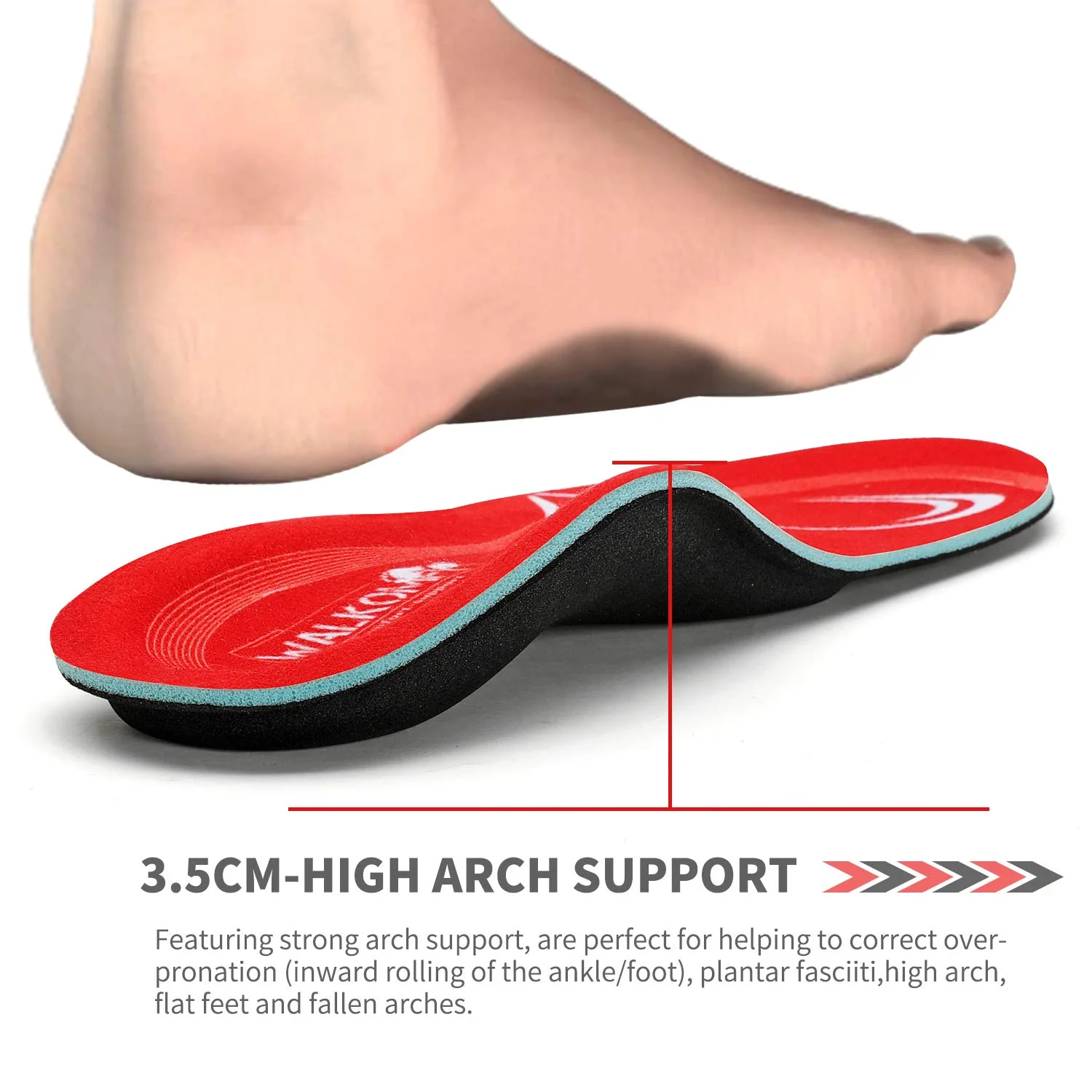 Walkomfy Orthopedic Insoles for Pain Relief Plantar Fasciitis Flat Feet ...