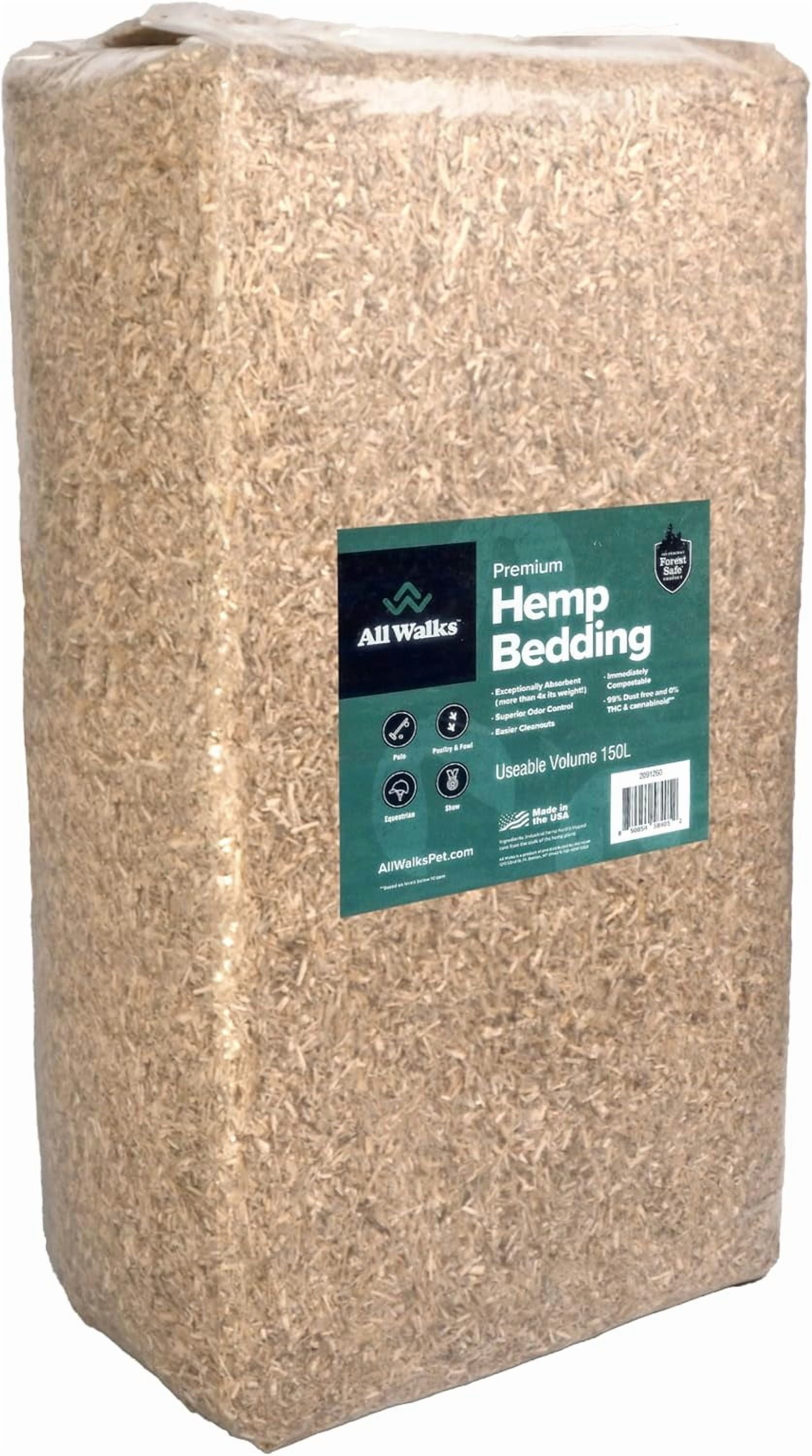 All Walks 150 Liter Hemp Bedding for Chicken Coops, Horses, Ponies ...