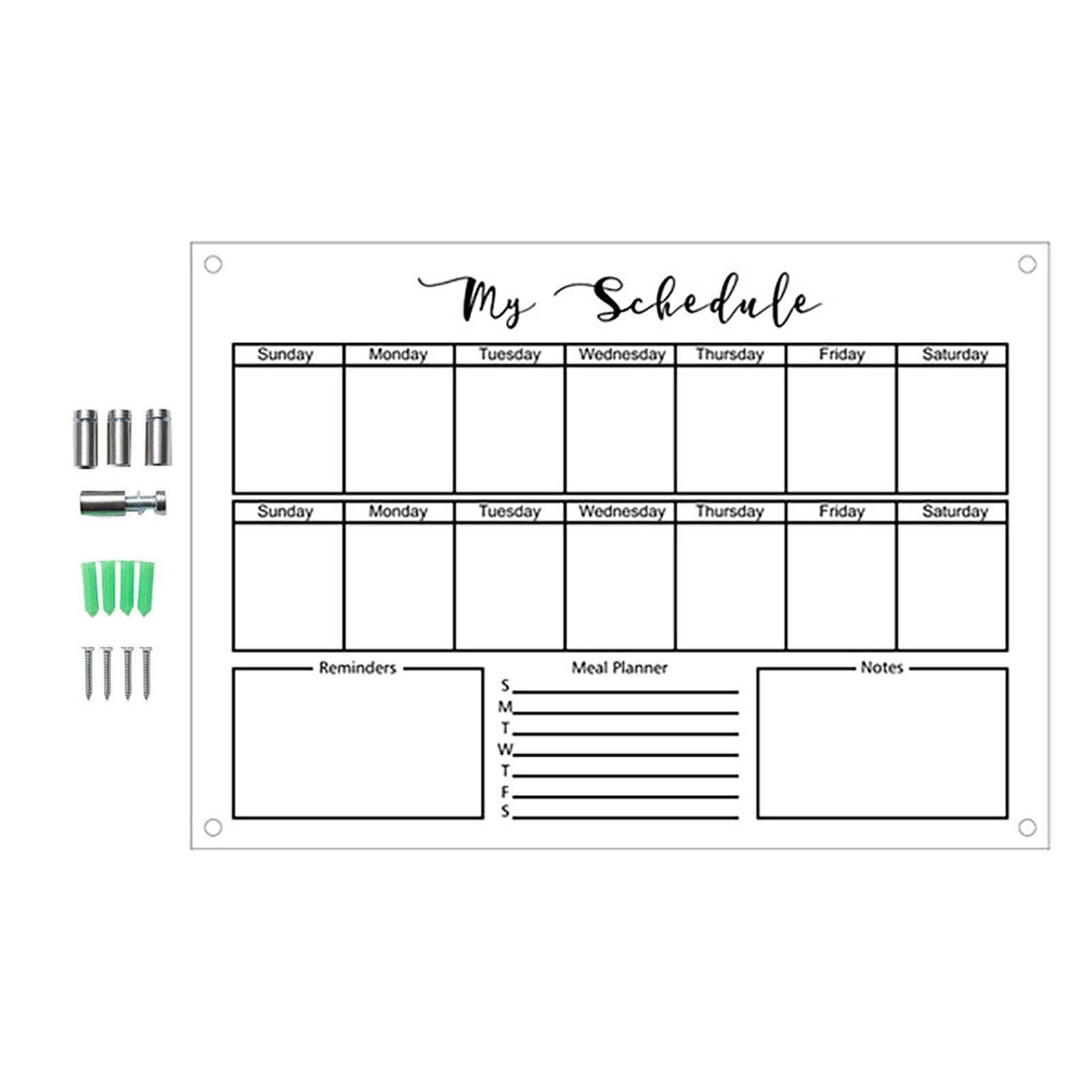 Wall Acrylic Weekly Planner Board Clear Dry Erases Calendar Planner ...