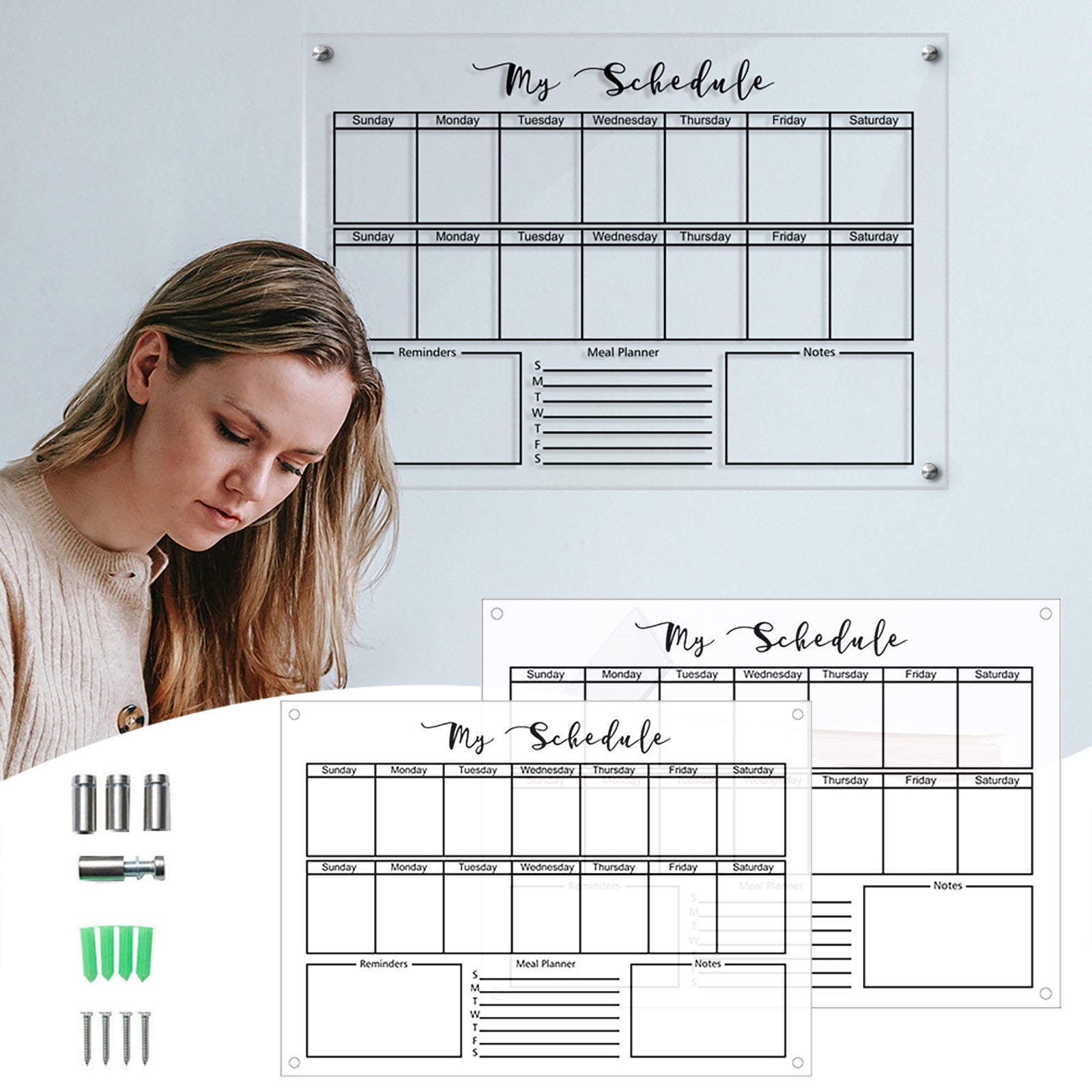 Wall Acrylic Weekly Planner Board Clear Dry Erases Calendar Planner ...