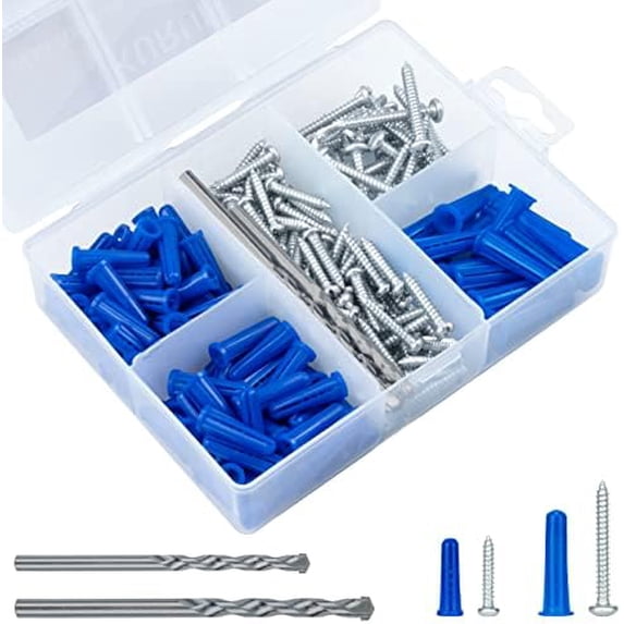 Wall Anchors and Screws Assortment Kit With Concrete Drill Bit, Conical ...