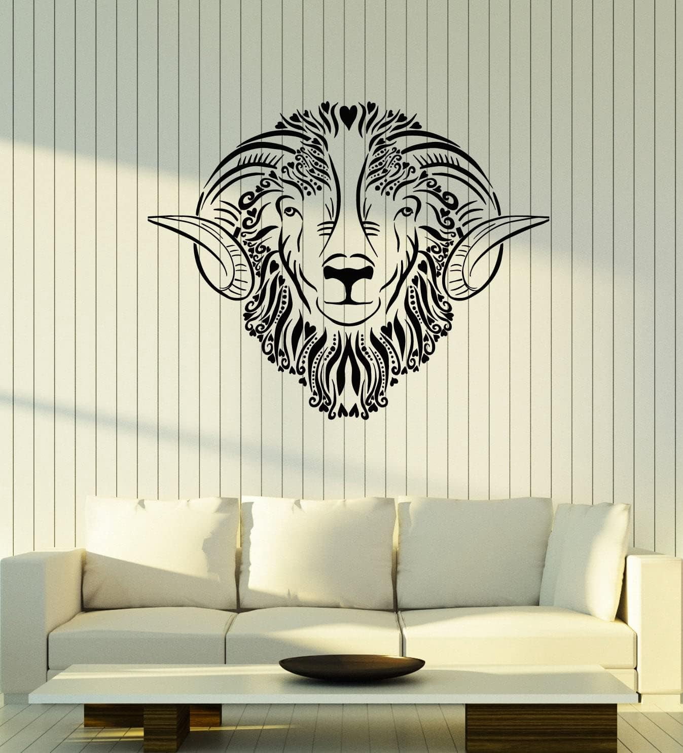 Wall Aries Symbol Sing Animal Head Stickers Mural Large (g7576) Black ...