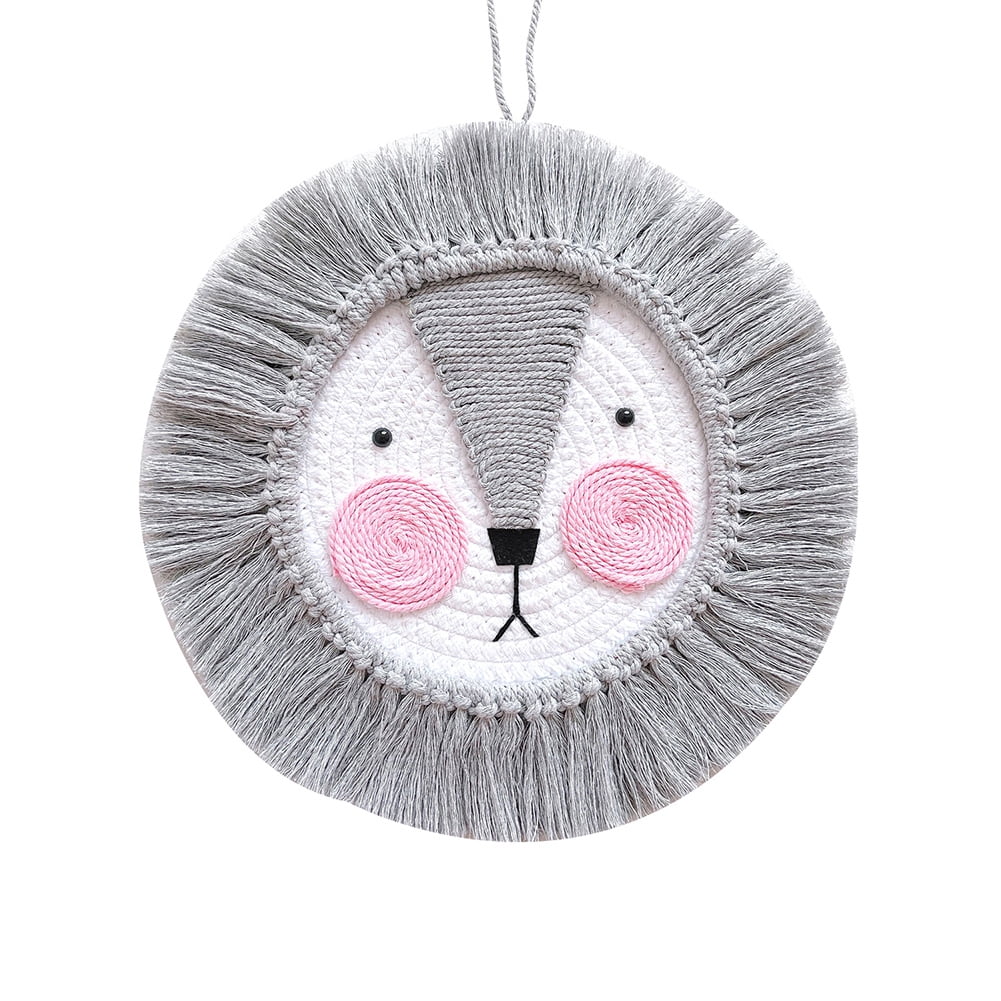 Wall Art Animal Knitted Cartoon Tassel Beard Macrame Pendant Nursery ...