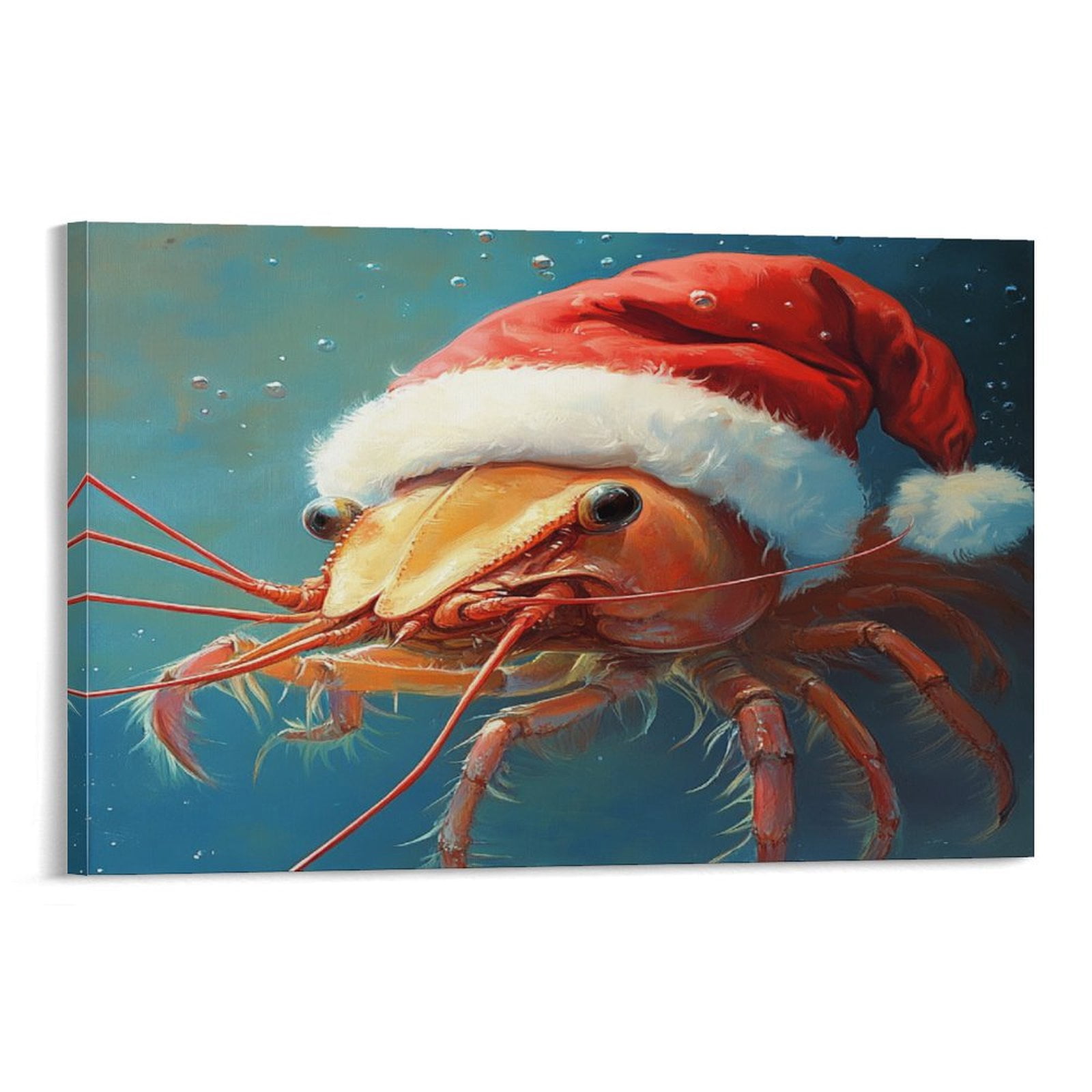 Wall Art for Bathroom Shrimp Wearing A Santa Hat Print Living Room Art ...