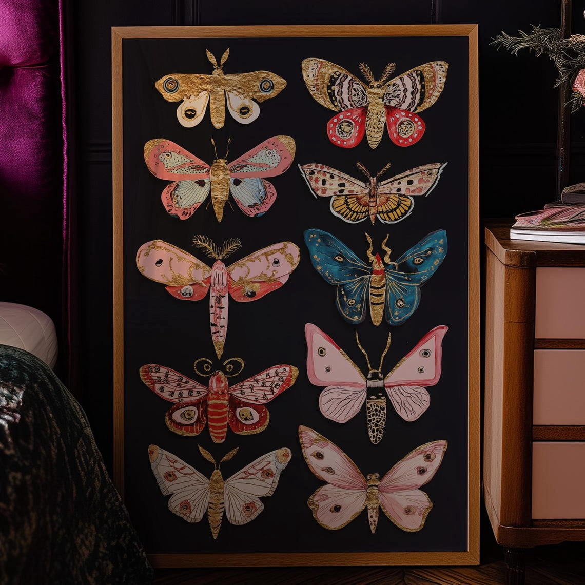 Wall Art, Butterfly Moth Poster, Maximalist Insect Print, Cottagecore ...