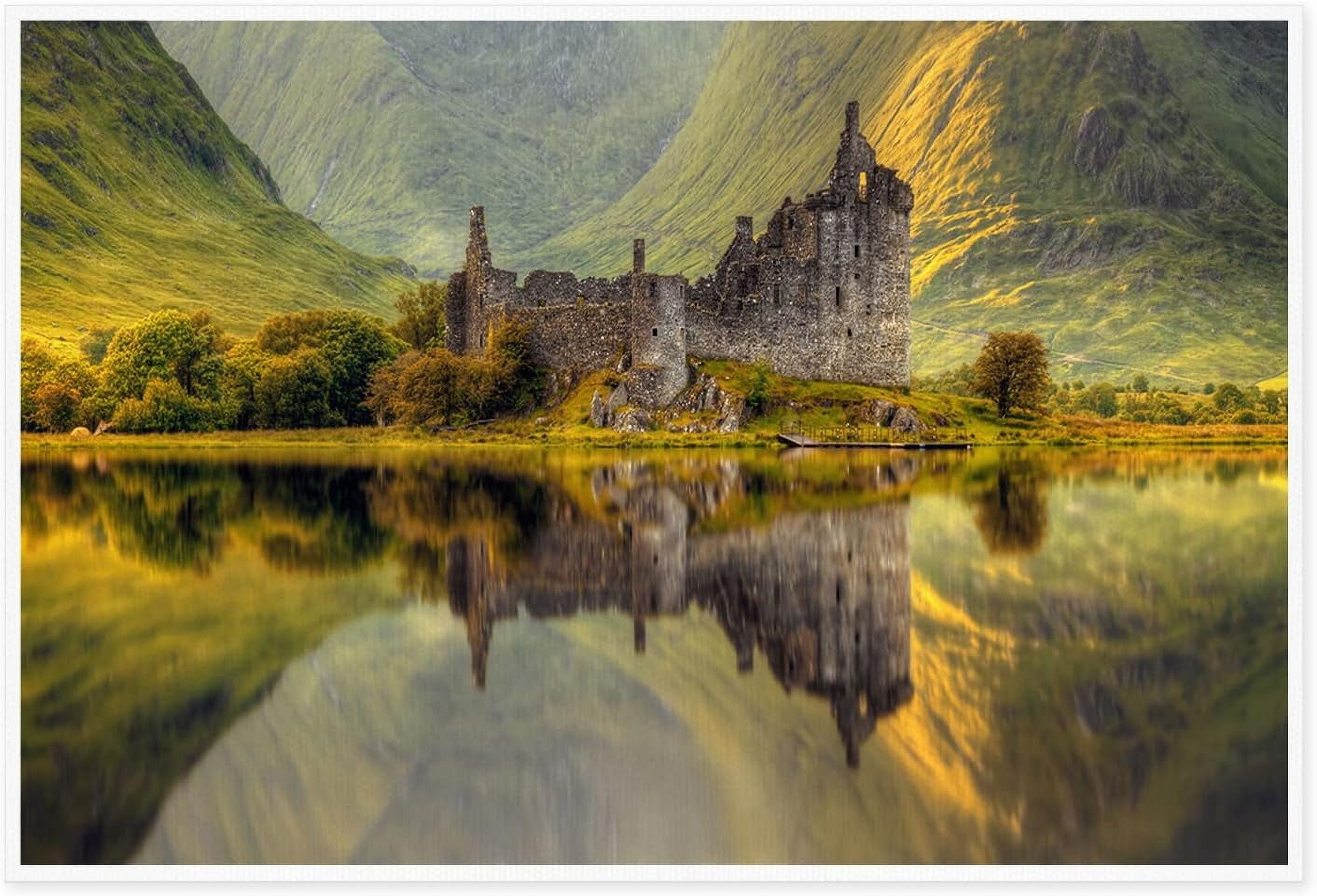 Wall Art Canvas Print Poster Old Castle Under Green Mountains Canvas ...