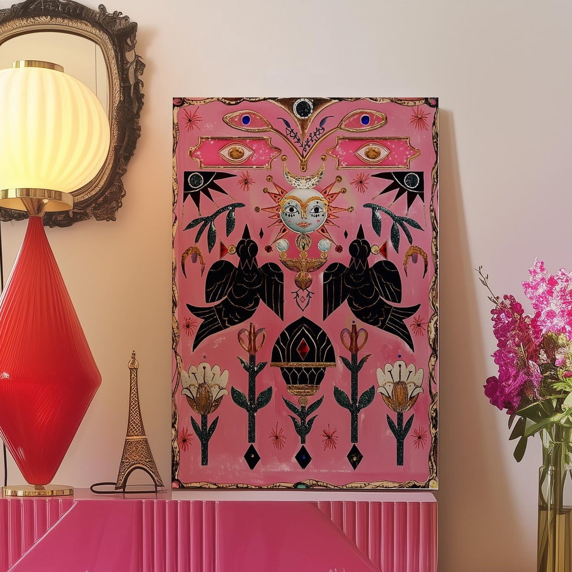 Wall Art, Celestial, Mystical Home Decor, Sacred Sun Moon Art, Gothic ...