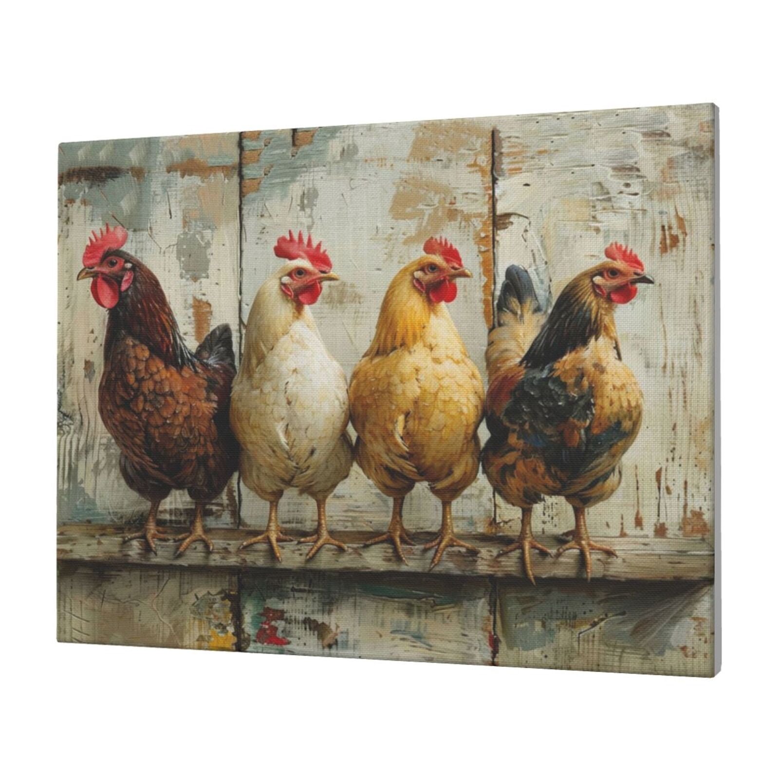 Wall Art Chickens In A Row Picture Canvas Wall Art Print Paintings ...