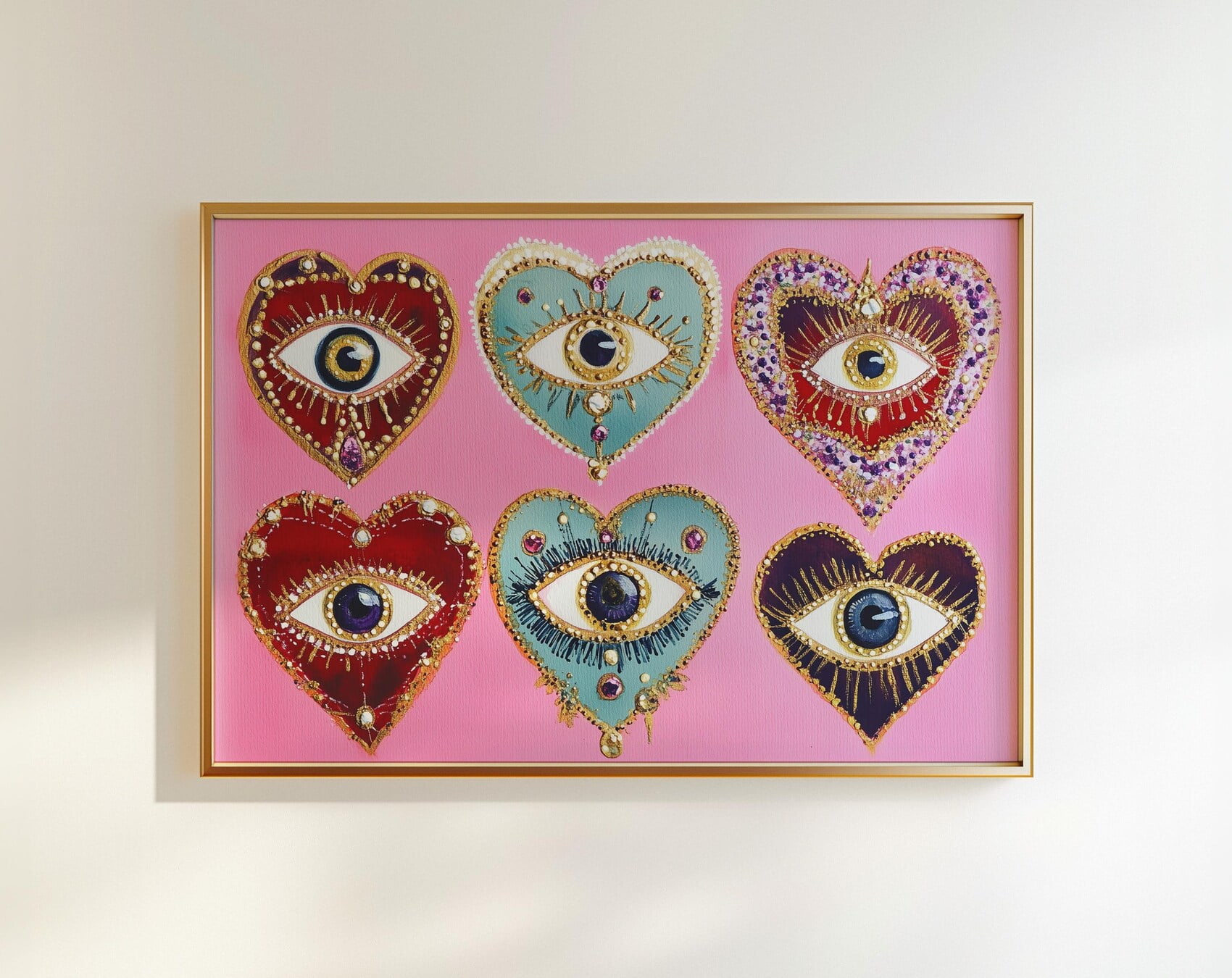 Wall Art, Coquette Aesthetic Heart Eye Print, Brat Psychedelic Poster ...