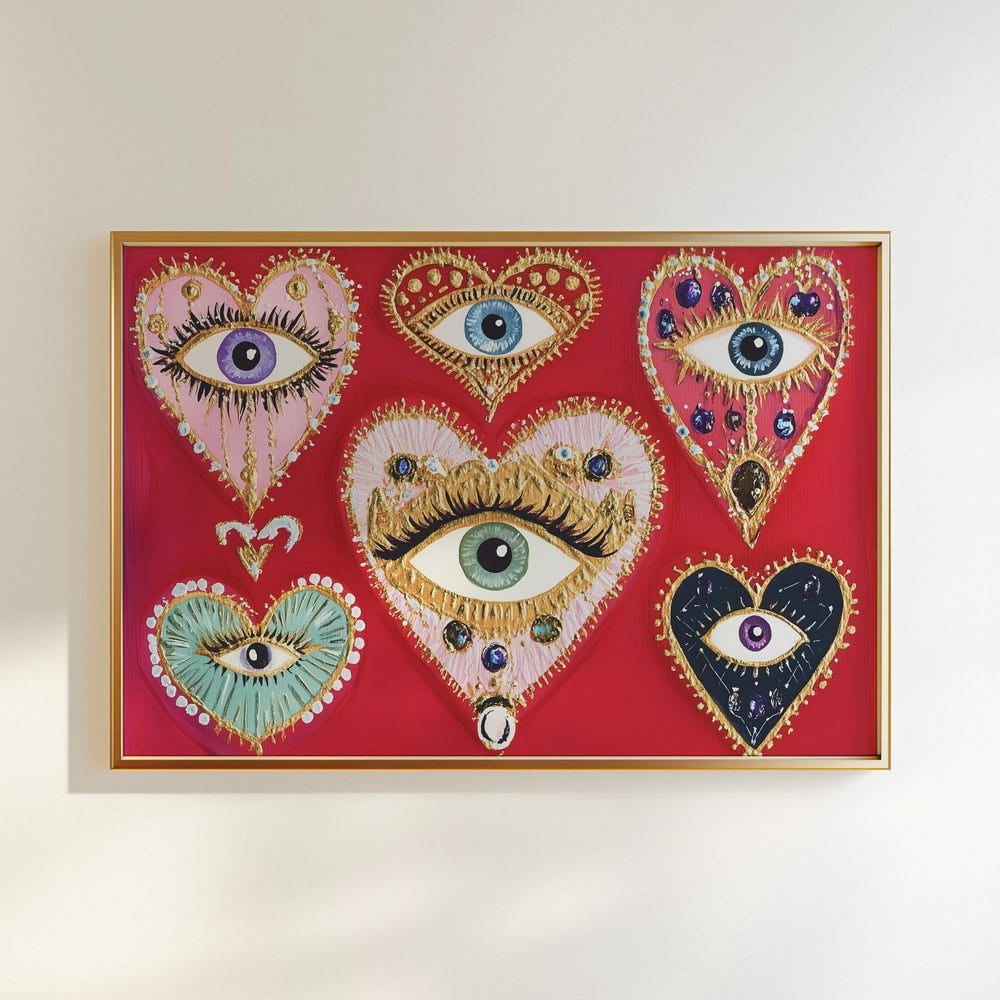 Wall Art, Coquette Heart Eye Print, Mystical Red Decor, Glam Bedroom Poster, Witchy Dorm Art ...