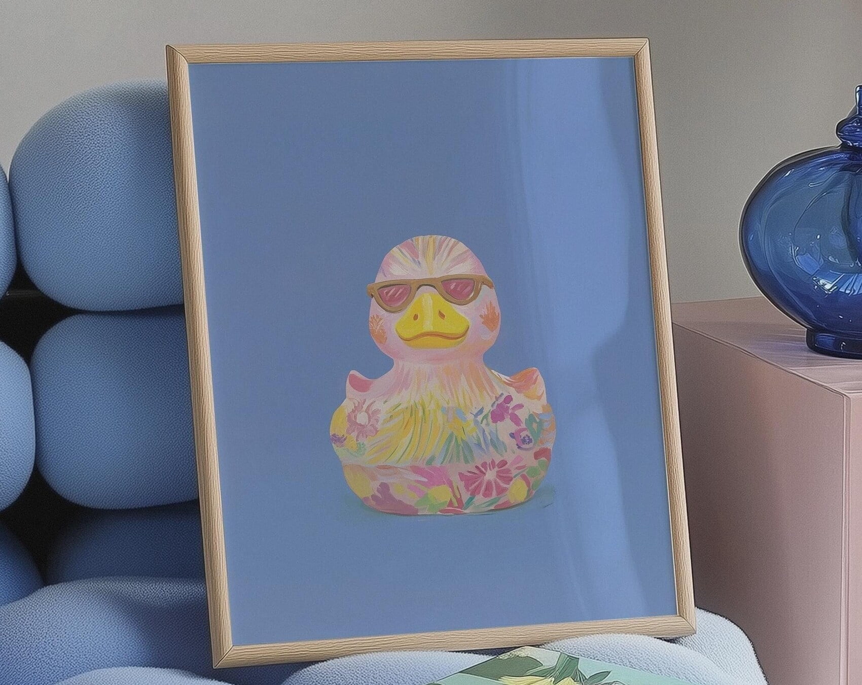 Wall Art, Cute Rubber Duck Print, Pastel Bathroom Decor, Danish Pastel ...