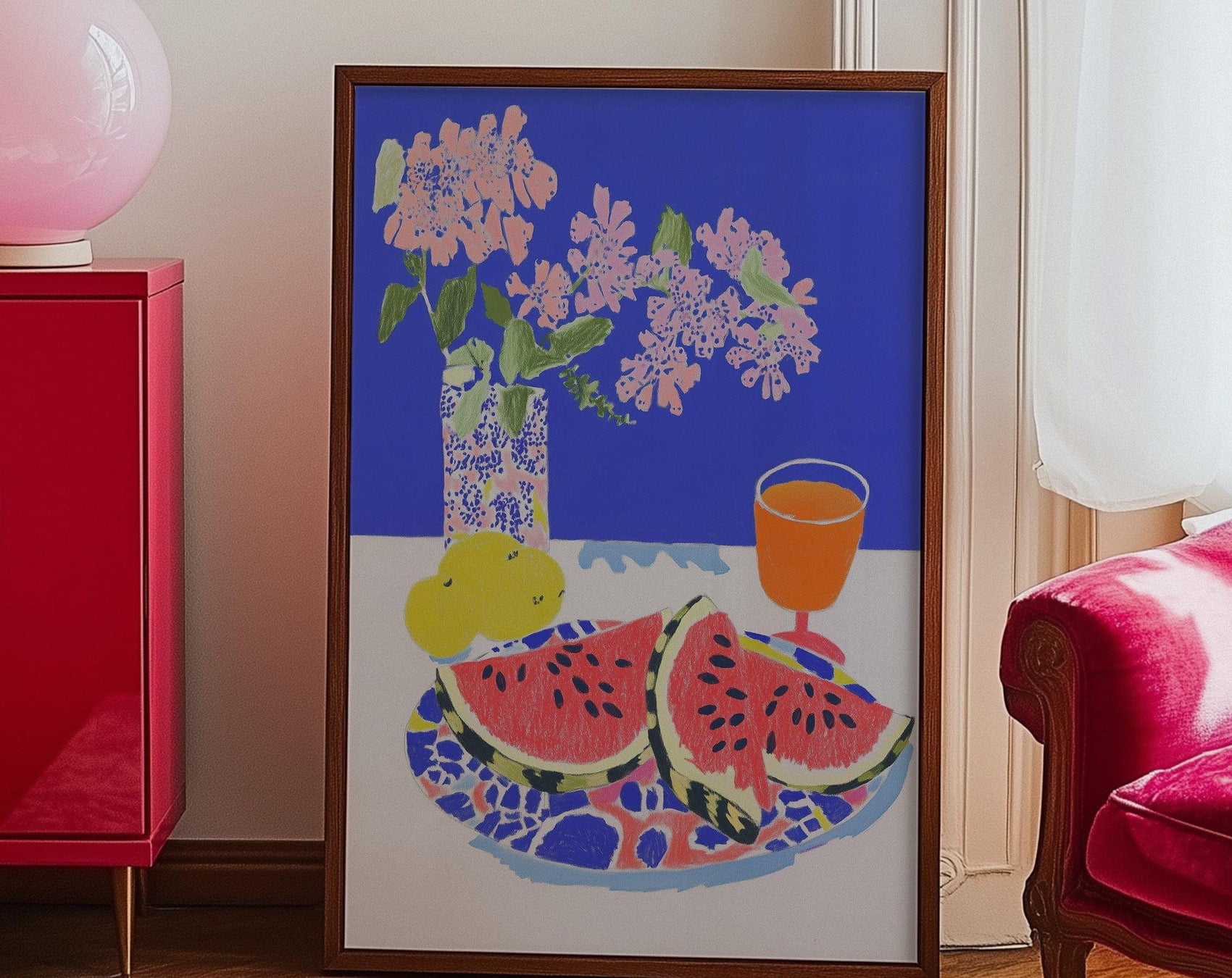 Wall Art, Danish Pastel Kitchen Decor, Dopamine Dining Room Art, Bold ...