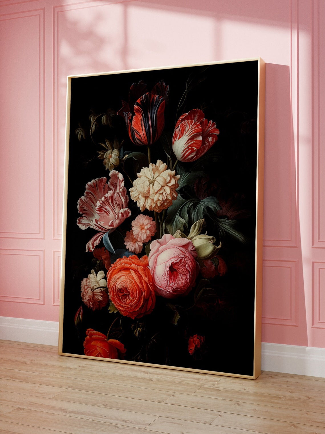 Wall Art, Dark Academia Realistic Oil Painting, Dramatic Floral Still ...